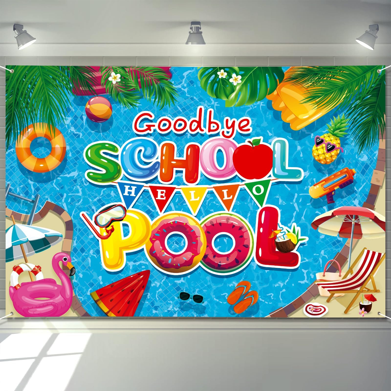 Amazon.com: End of School Year Backdrop for Kids Tropical Themed School ...