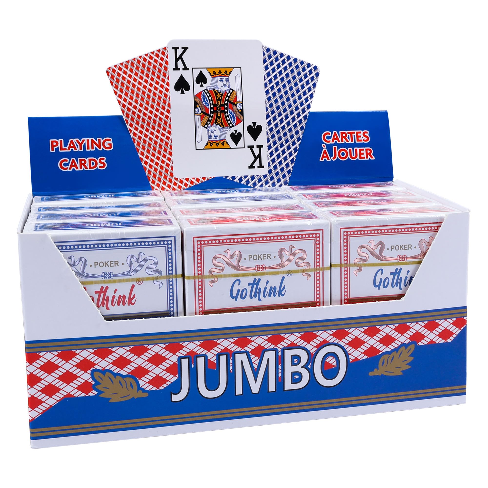 Amazon.com: GOTHINK Playing Cards Jumbo Index, 12 Pack - Red & Blue ...