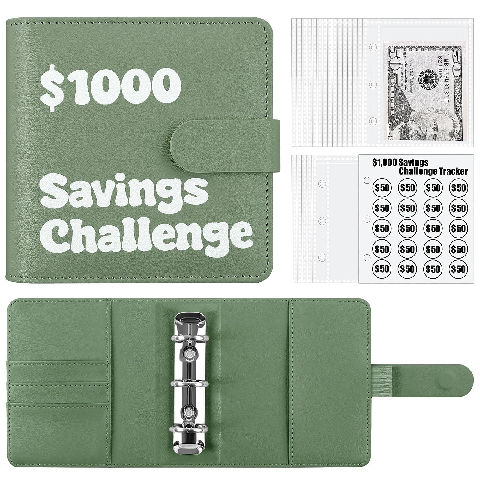 Snapklik.com : 1000 Savings Challenge Binder, A8 Mini Money Saving Binder