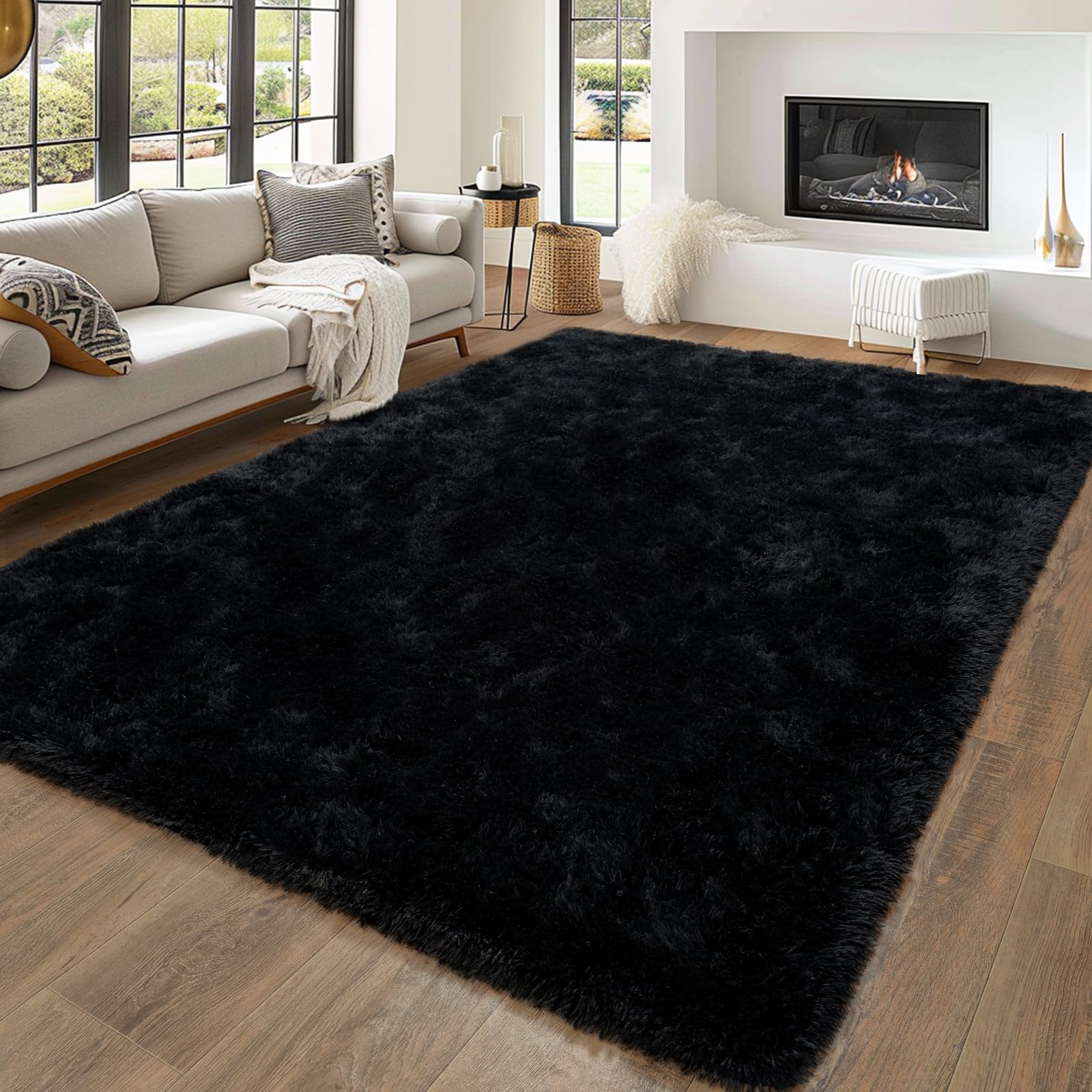Amazon.com: Dssimo 5'x7' Super Fluffy Rug for Bedroom, Modern Shag ...
