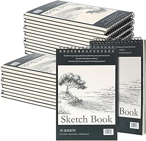 Amazon.com: 5.5'' x 8.5'' Top Spiral Bound Sketch Book 30 Sheet Each(68lb/100gsm), Sketching ...