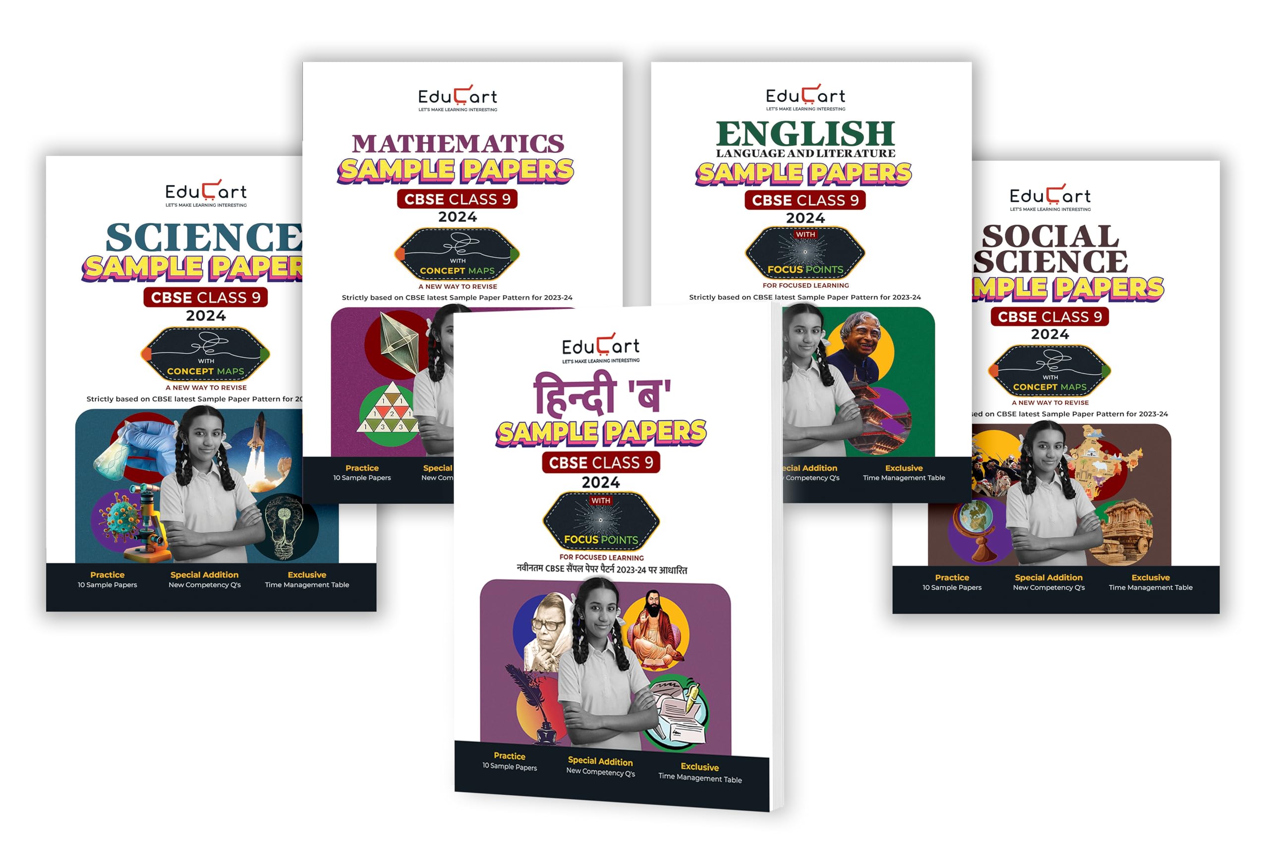 Educart CBSE Class 9 Sample Papers Bundle - Science, Maths, Social ...