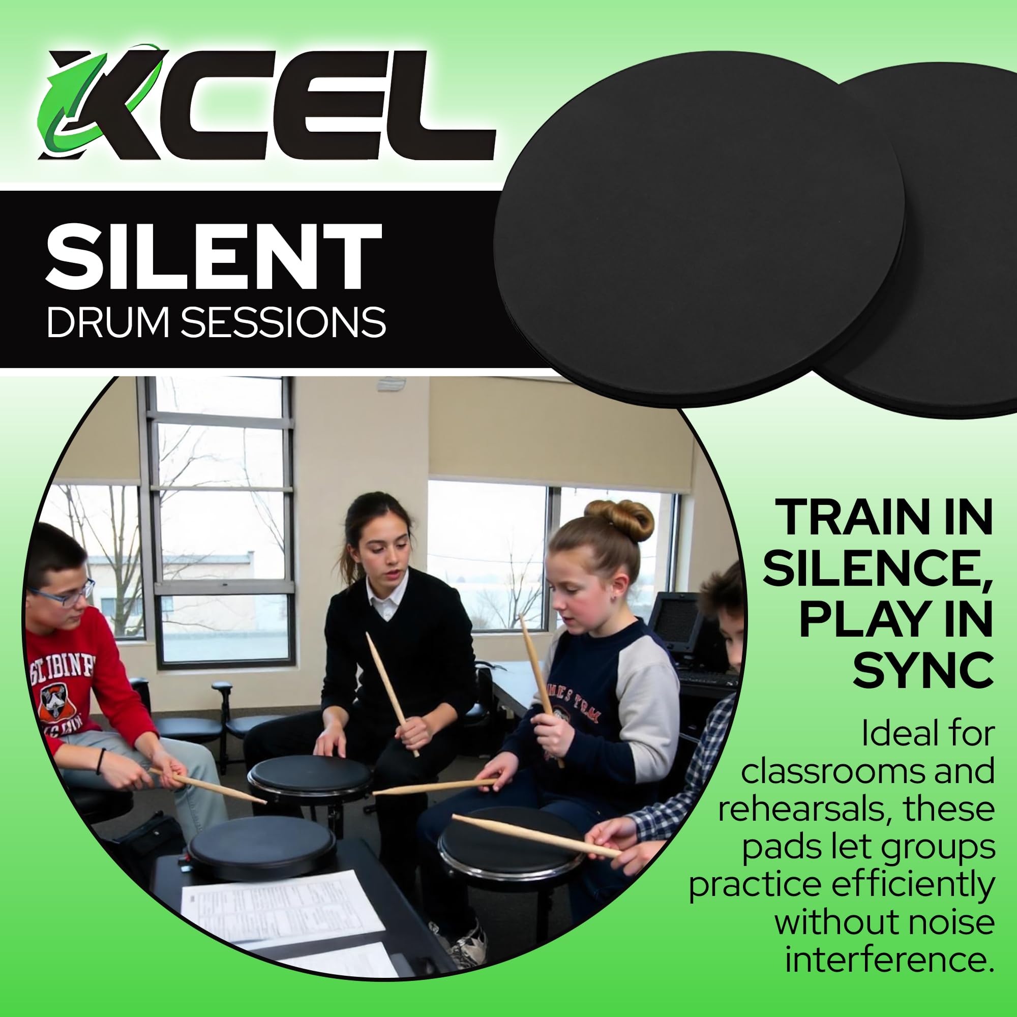 Snapklik.com : XCEL 4 Drum Practice Pads - Portable For Snare, Drum Kits - Non Slip For ...