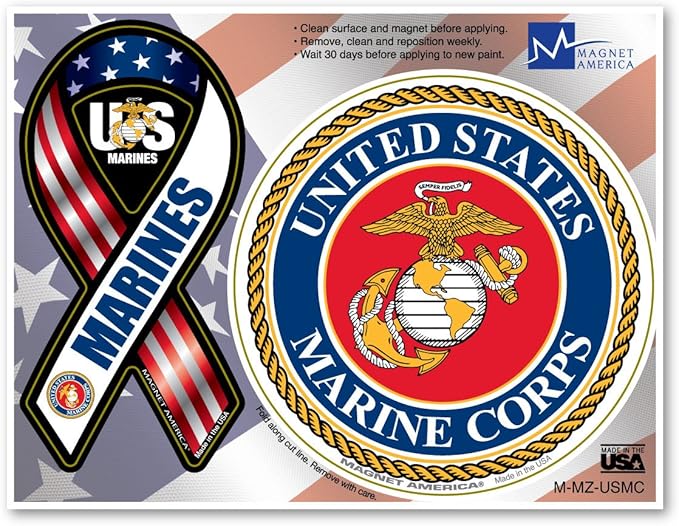 Amazon.com: USMC Combo Mini Ribbon/Circle Magnet by Magnet America Is 4 ...