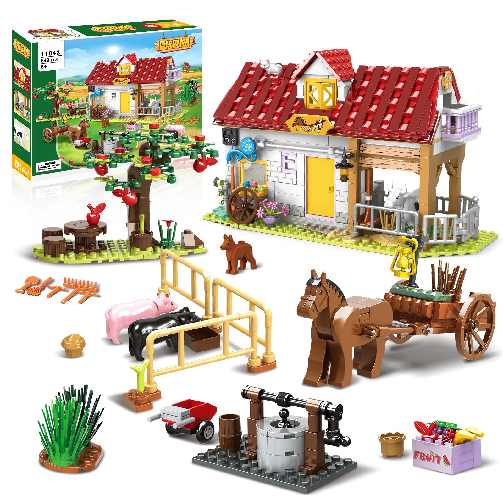 Amazon.com: OKKIDY Farm House Building Set Toy for Girls Boys - 649 PCS ...