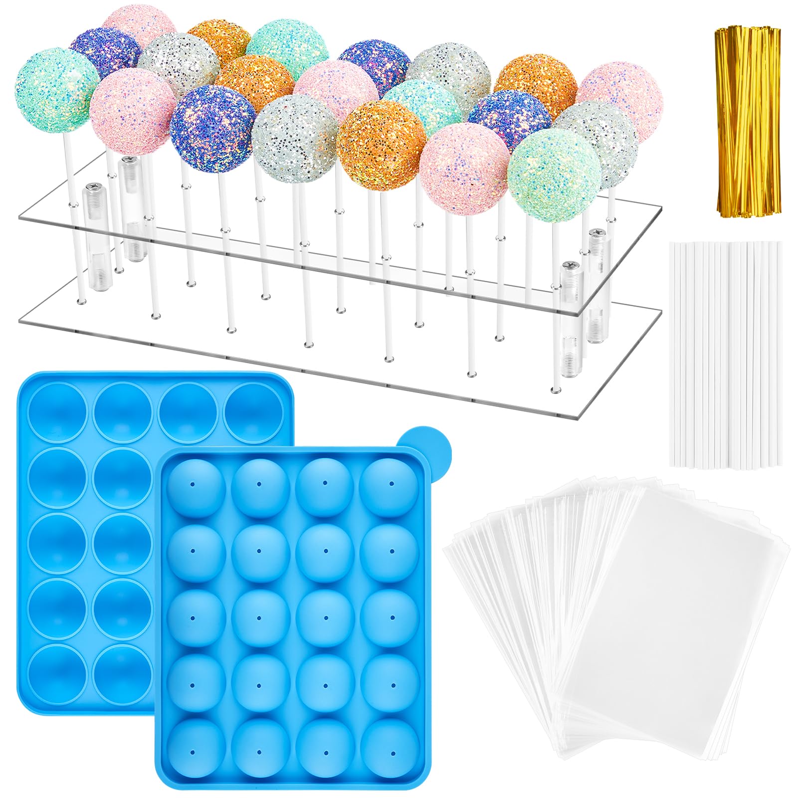 Amazon.com: Cake Pop Maker Kit, 21 Hole Clear Acrylic Lollipop Display ...