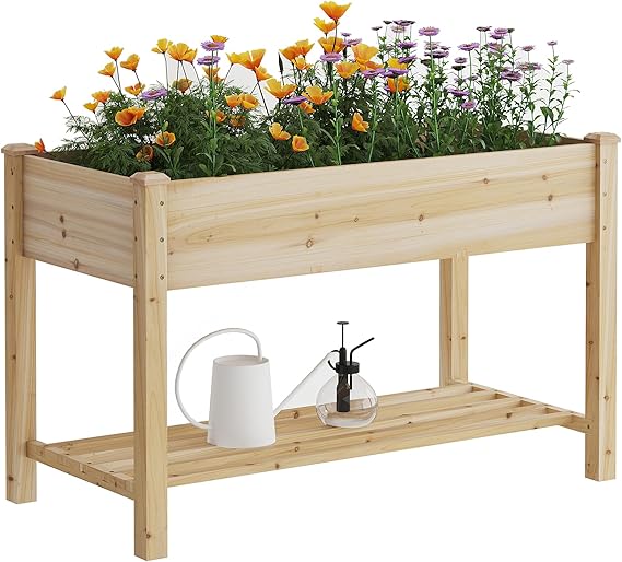 Amazon.com: FILWH Raised Garden Bed with Legs Elevated Wooden Planter ...