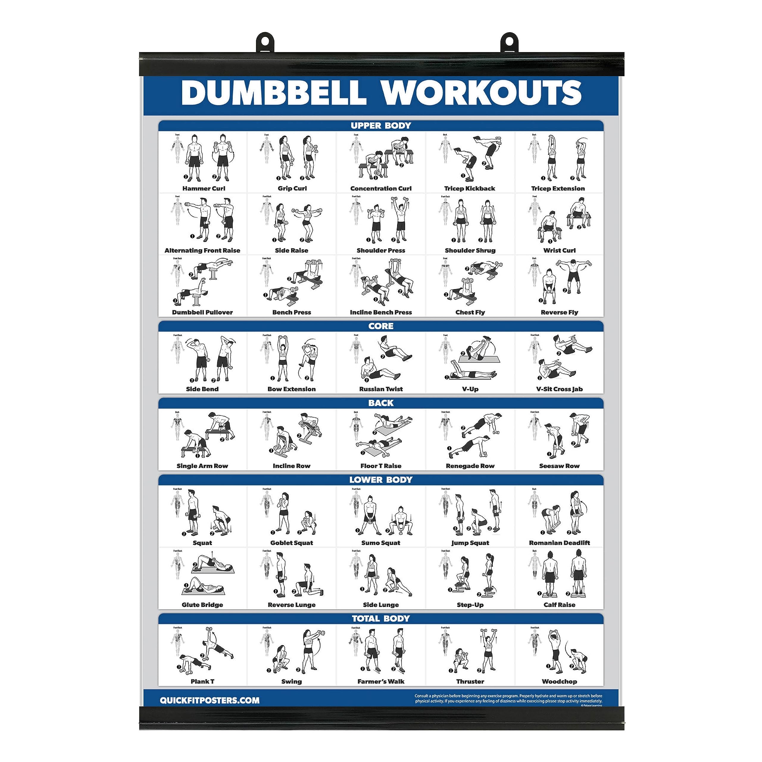 Amazon.com: Palace Learning Dumbbell Workout Exercise Poster - Free ...