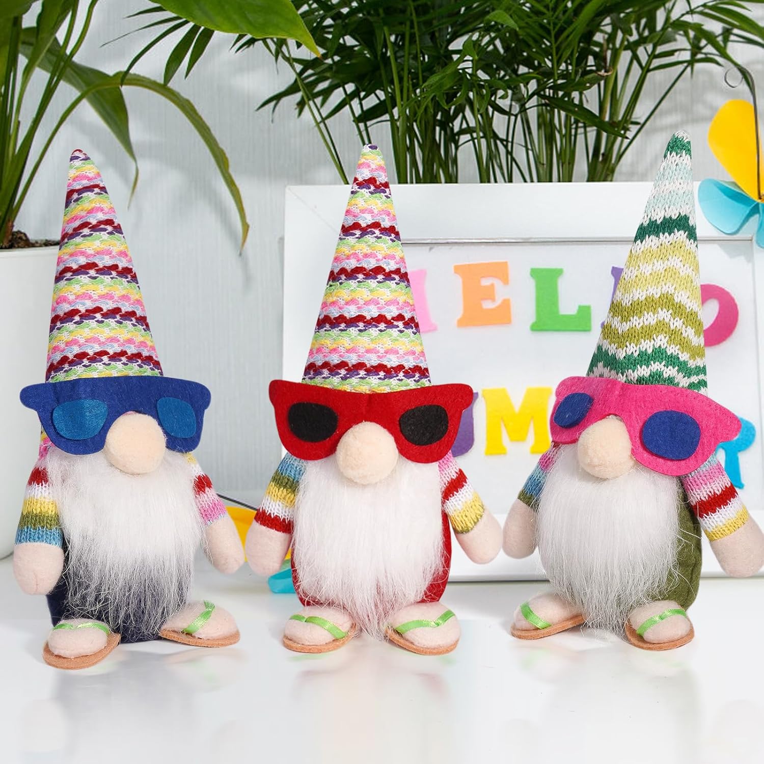 Amazon.com: ALLYORS 3 PCS Summer Gnomes Plush Set Wearing Sunglasses ...