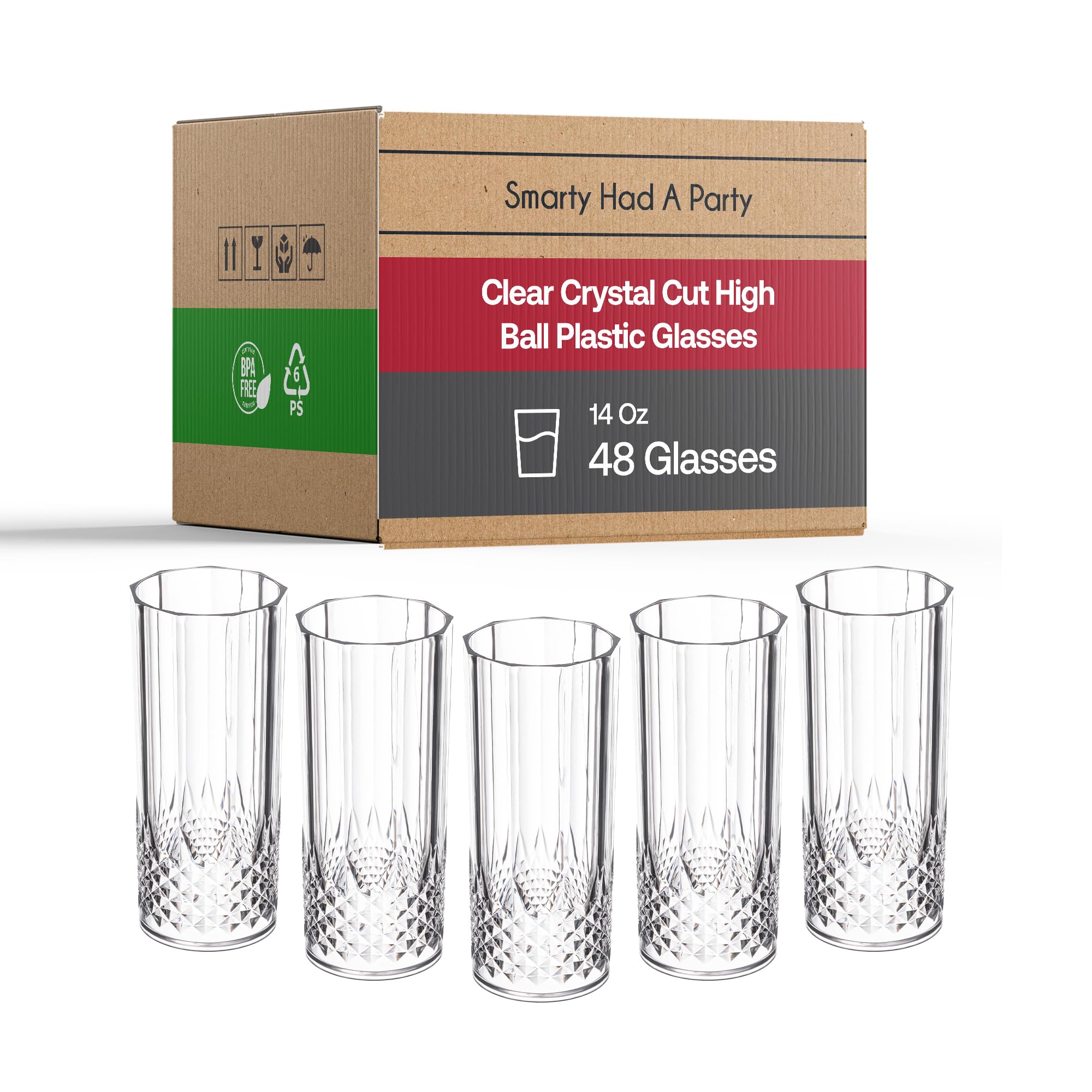 Amazon.com: Smarty Had A Party 14 oz Plastic Wine Glasses Pack of 48 ...