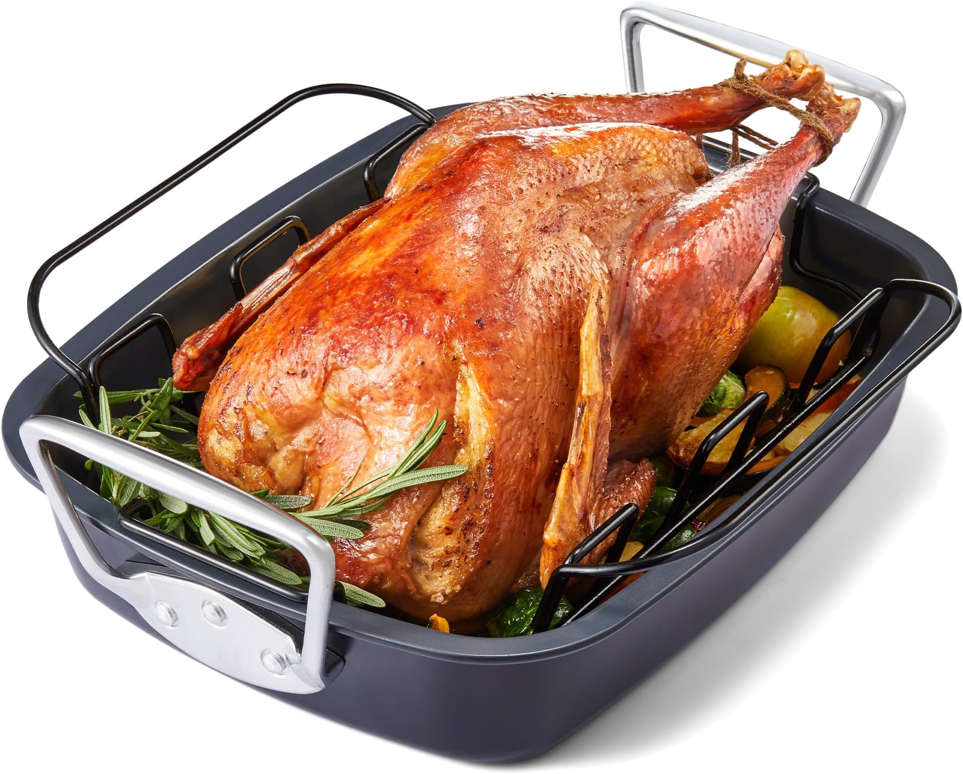 Amazon.com: HONGBAKE Nonstick Turkey Roasting Pan with Rack - 18.7×13.6 ...