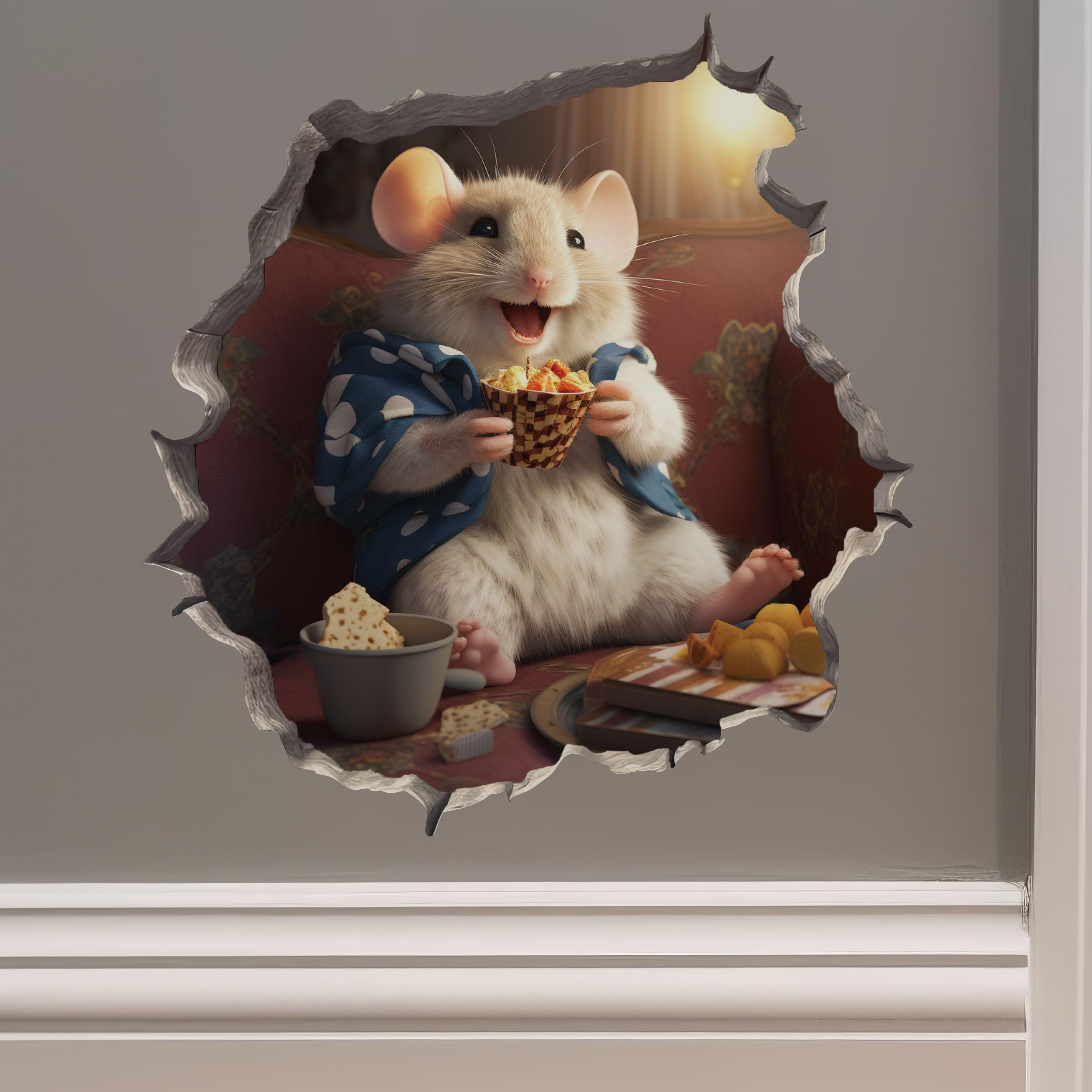 Amazon.com: Couch Potato Mouse in Mouse Hole Decal - Mouse Hole 3D Wall ...