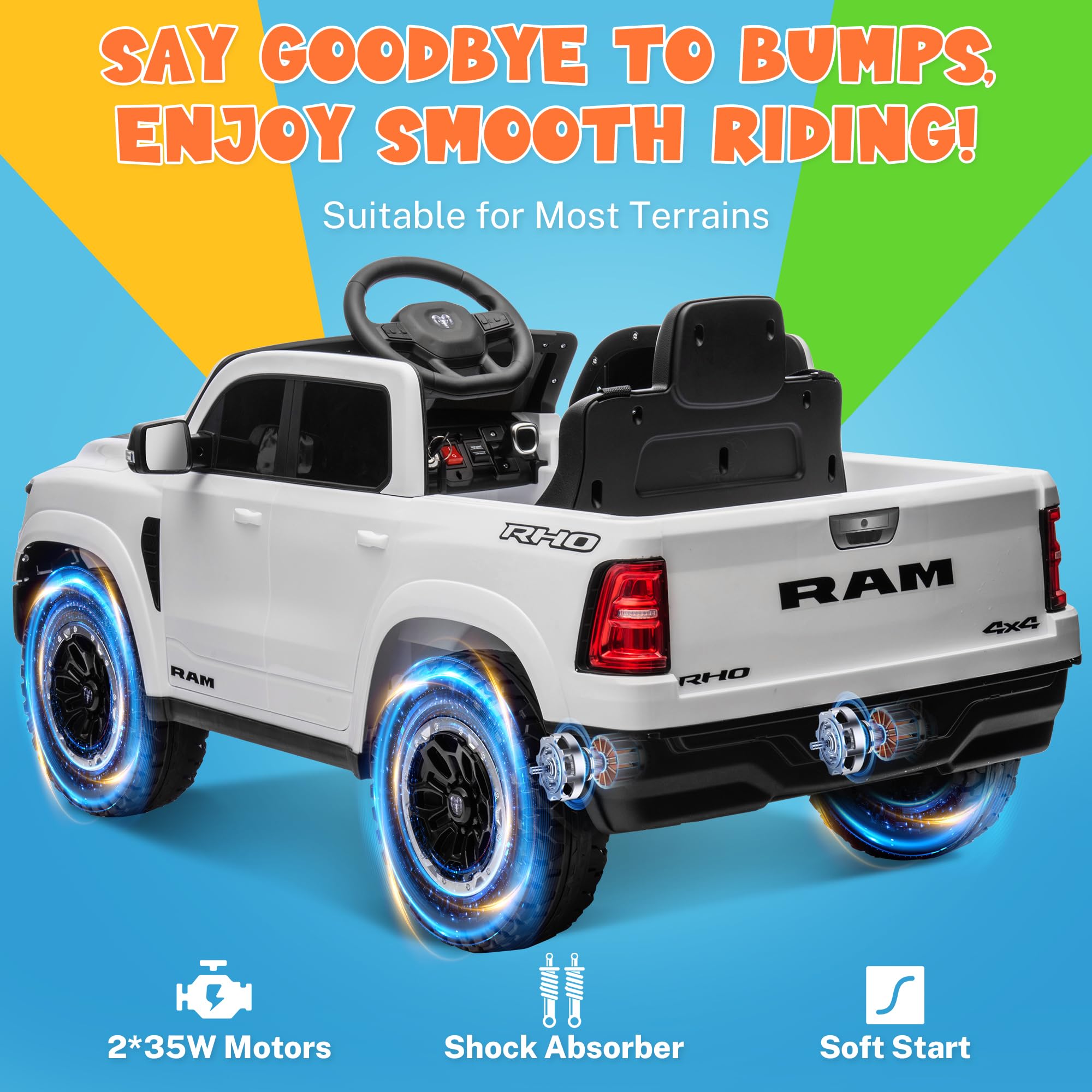 Snapklik.com : ENYOPRO 12V Ram 1500 Electric Ride On Truck For Kids ...