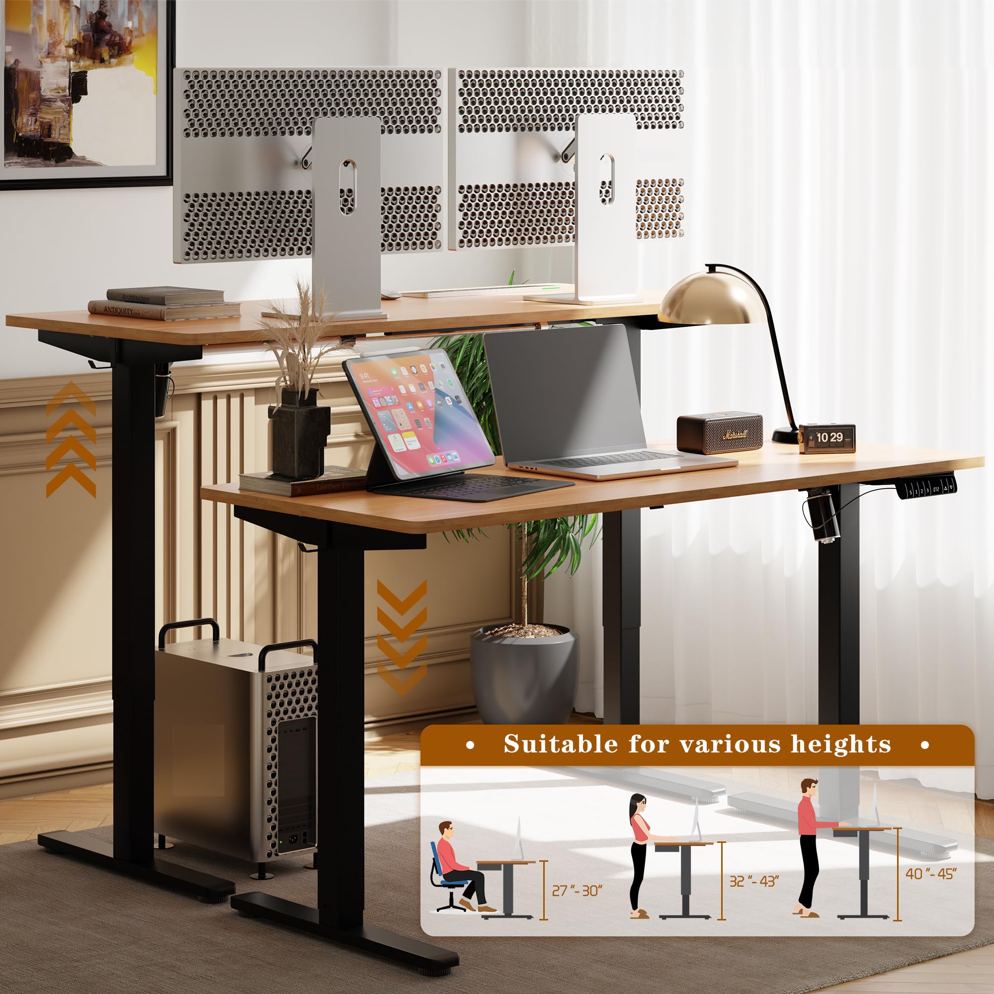Snapklik.com : Shintenchi Electric Height Adjustable Standing Desk, 55 ...