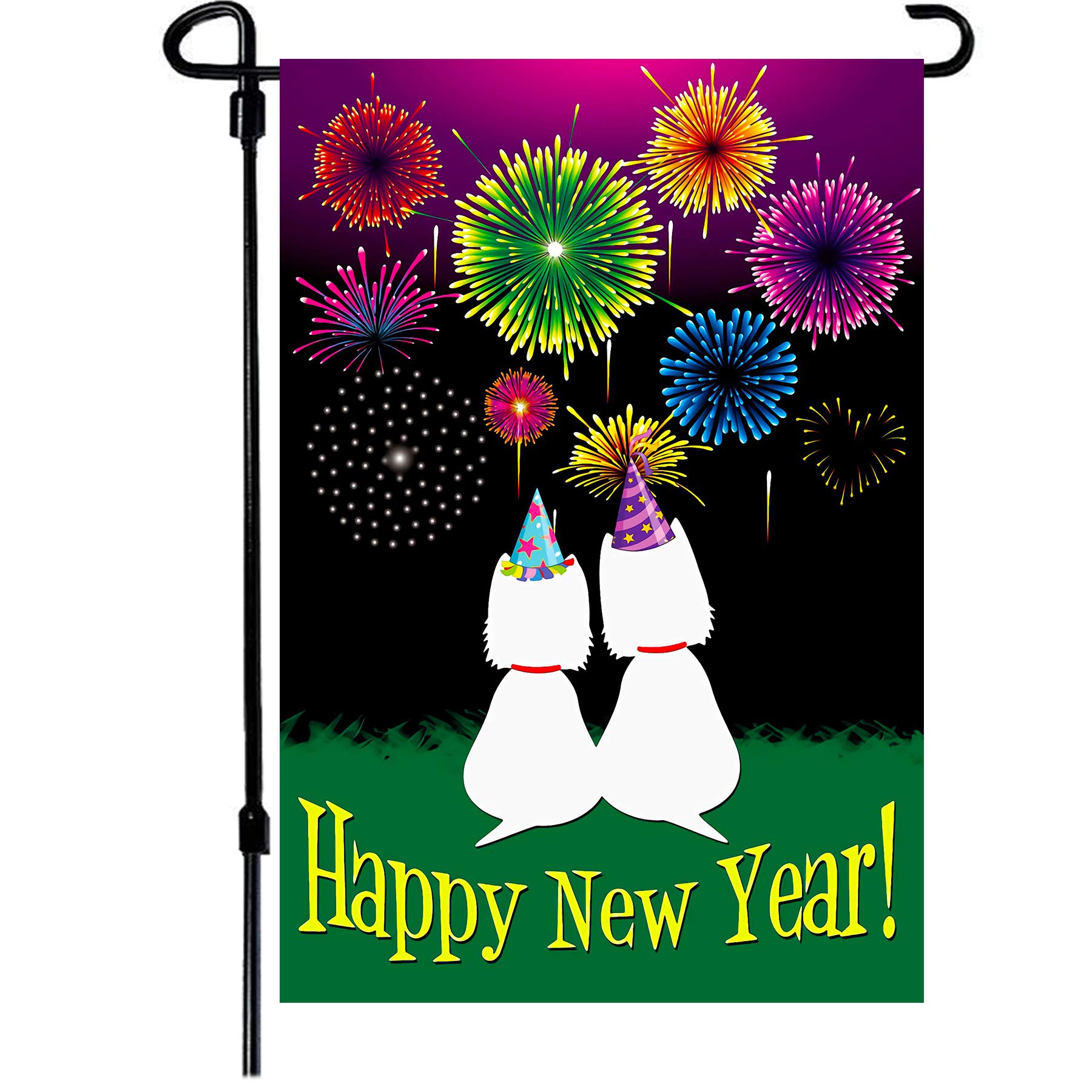 Amazon.com : New Years Flag,Happy New Year Garden Flag 12.5x18 Inch ...