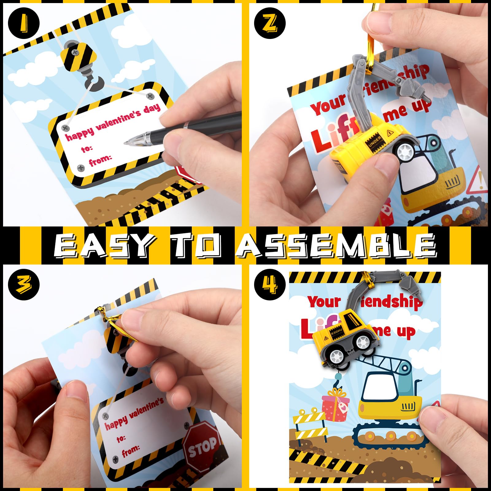 Snapklik.com : 30 Set Construction Valentines Day Cards Bulk Mini ...