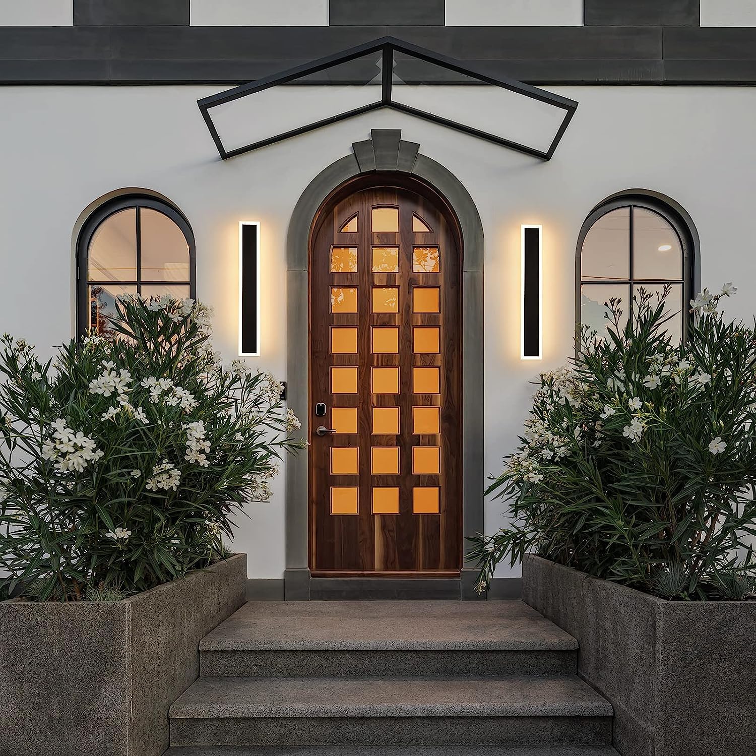 Front Door Wall Lights Outdoor Solar Wall Light, 6 Warm White LEDs
