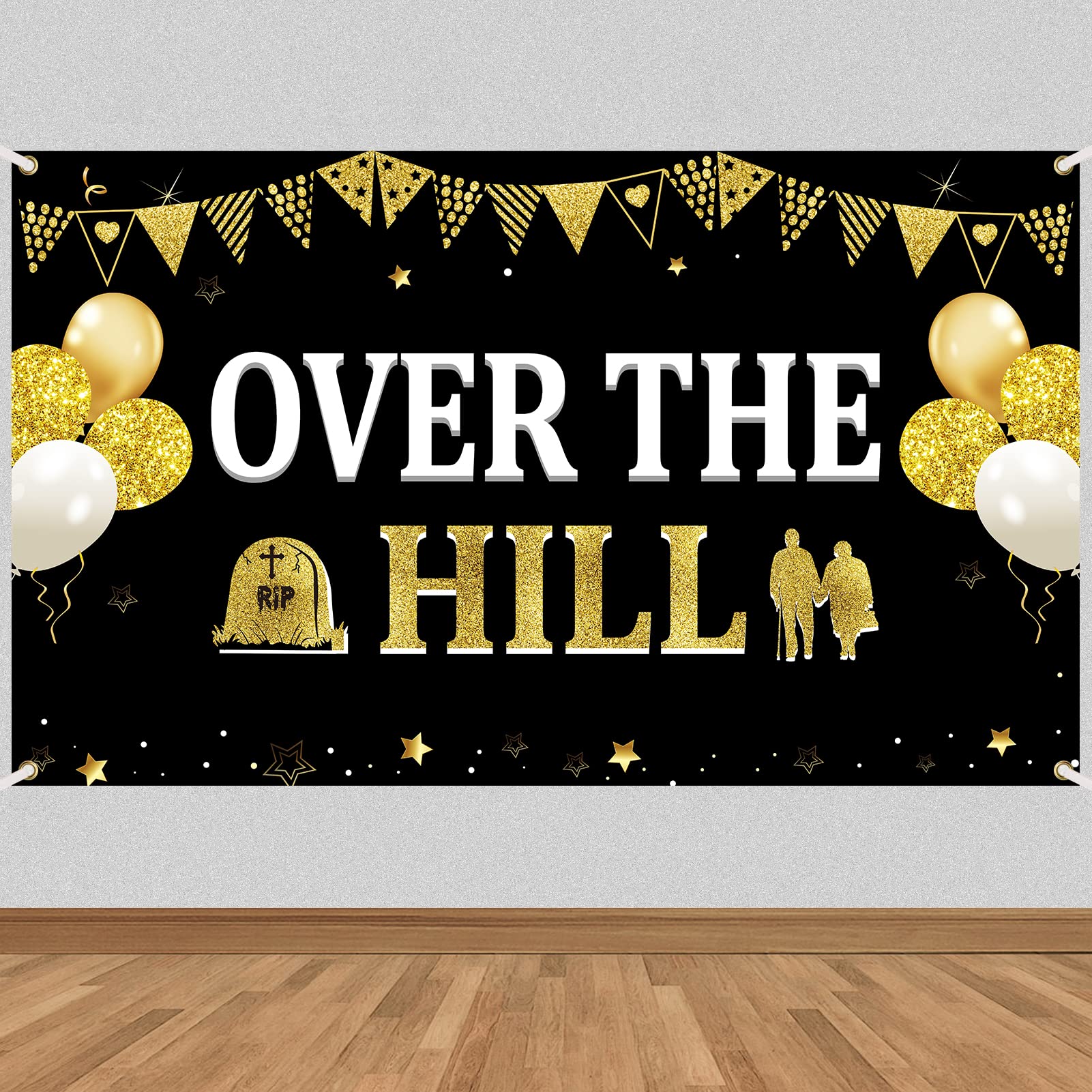 Amazon.com: Funny Birthday Decorations Over The Hill Banner for Men ...