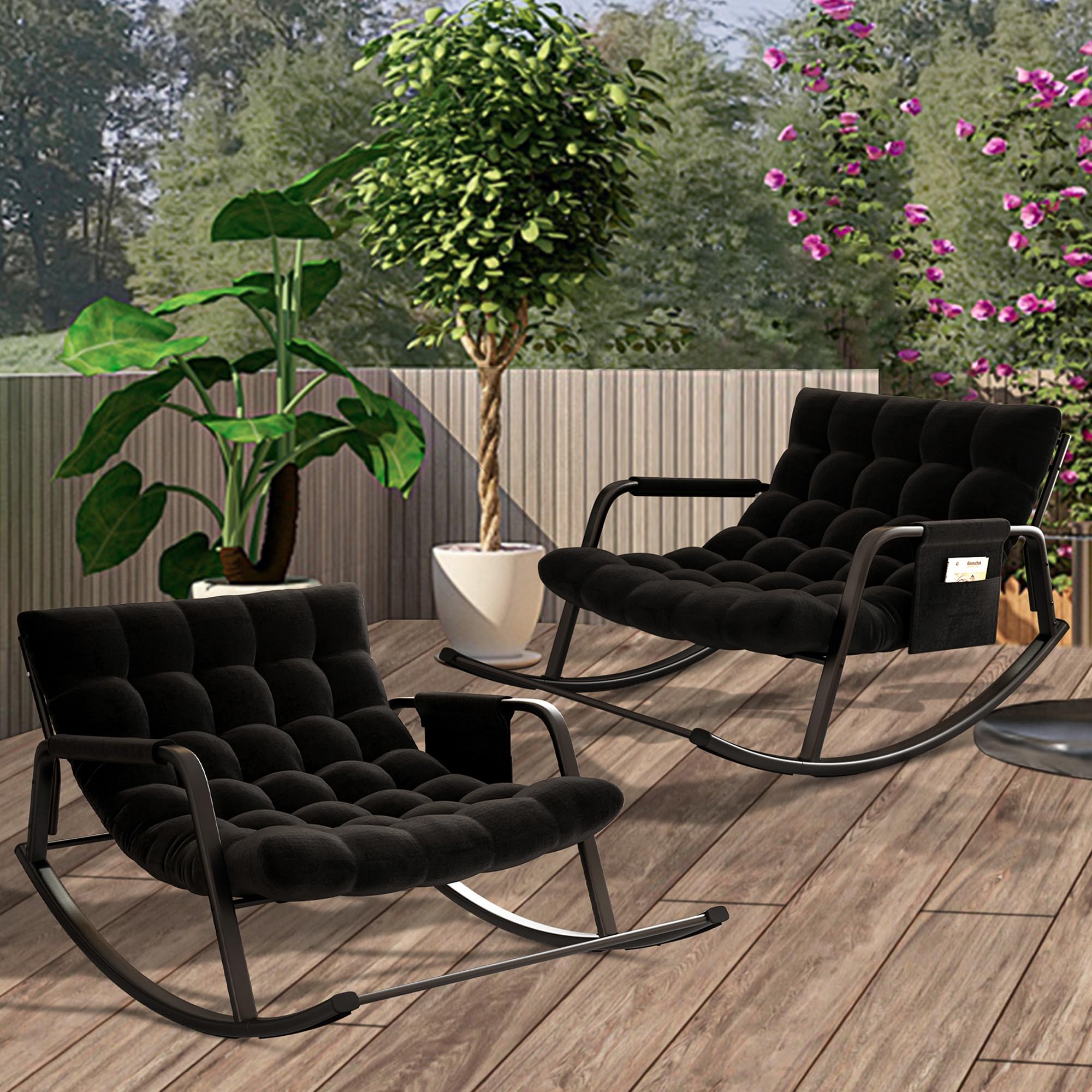 Amazon.com: lavimiya Indoor Outdoor Patio Rocking Chairs Set of 2 ...