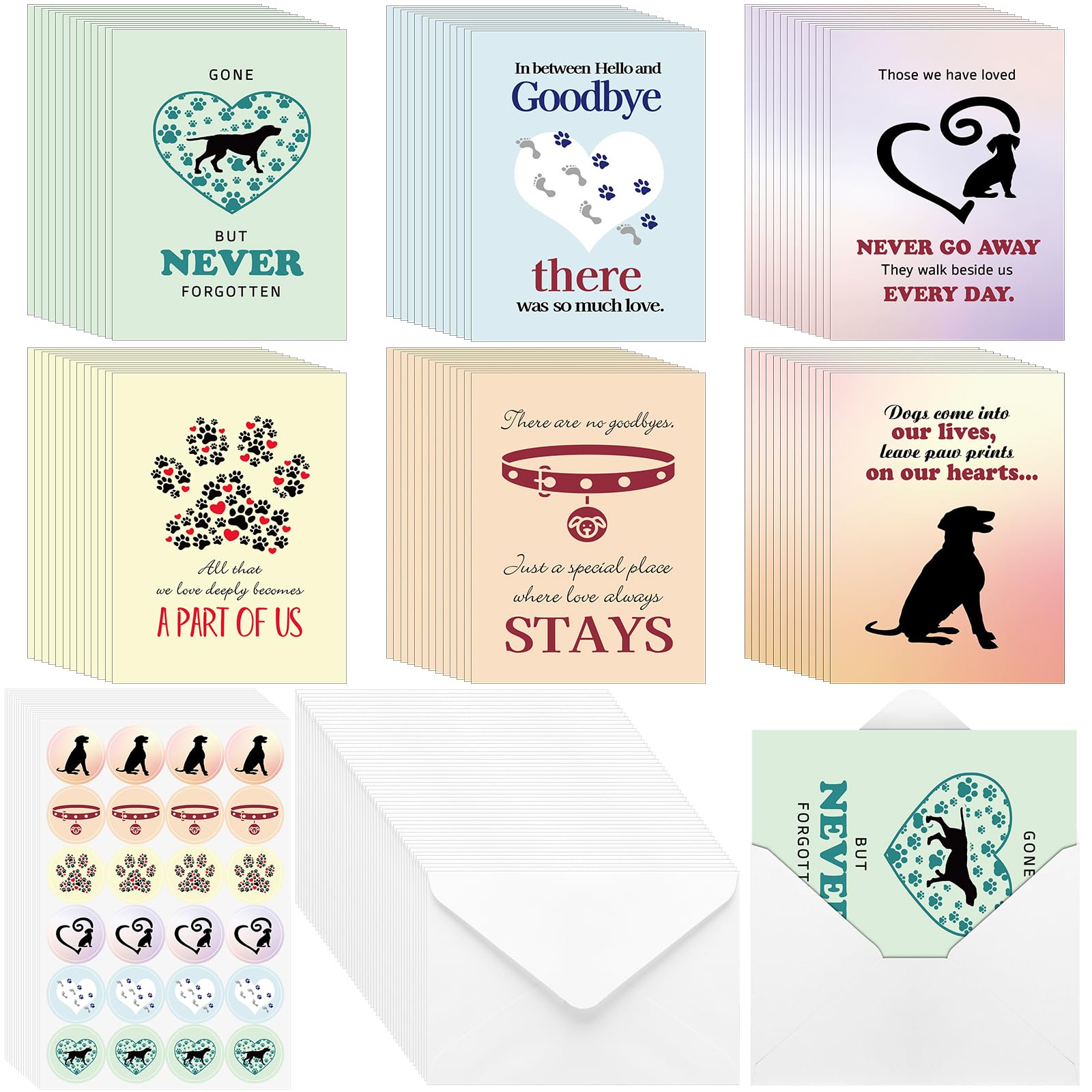 Amazon.com : Geyoga 36 Sets Loss of Pet Sympathy Cards with Envelope ...