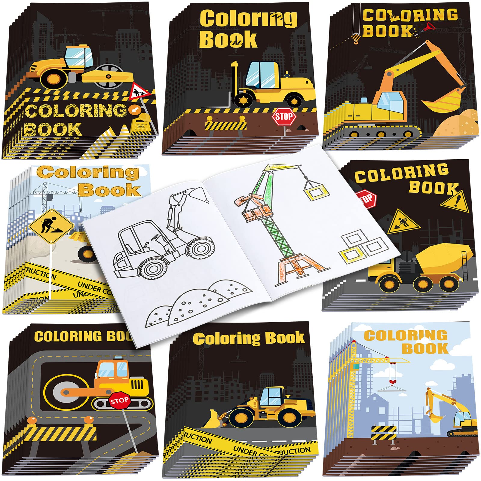 Amazon.com: 48 Pieces Construction Trucks Coloring Book Construction ...