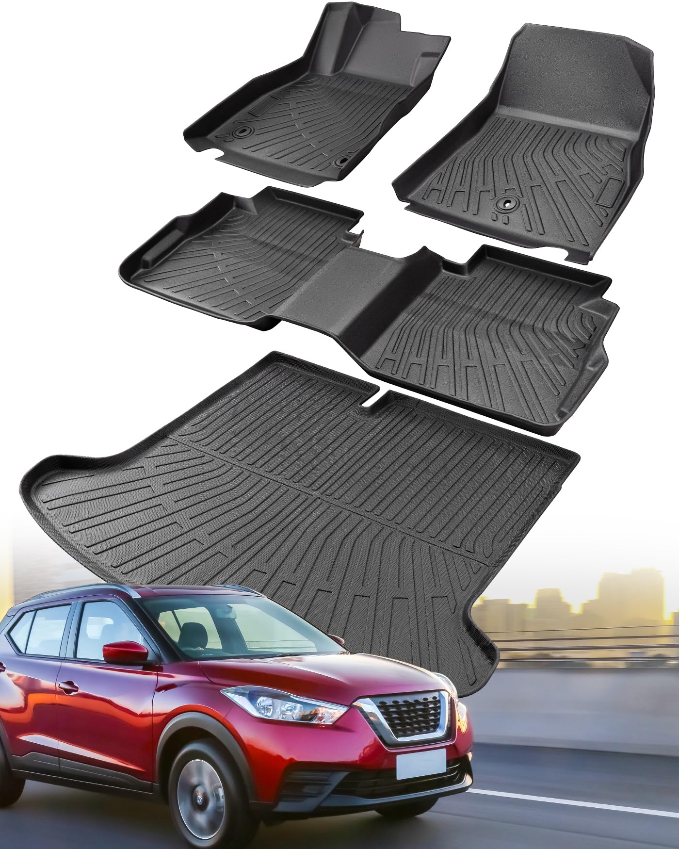 Amazon.com: DiffCar® for Nissan Kicks Floor Mats & Trunk Mat All ...