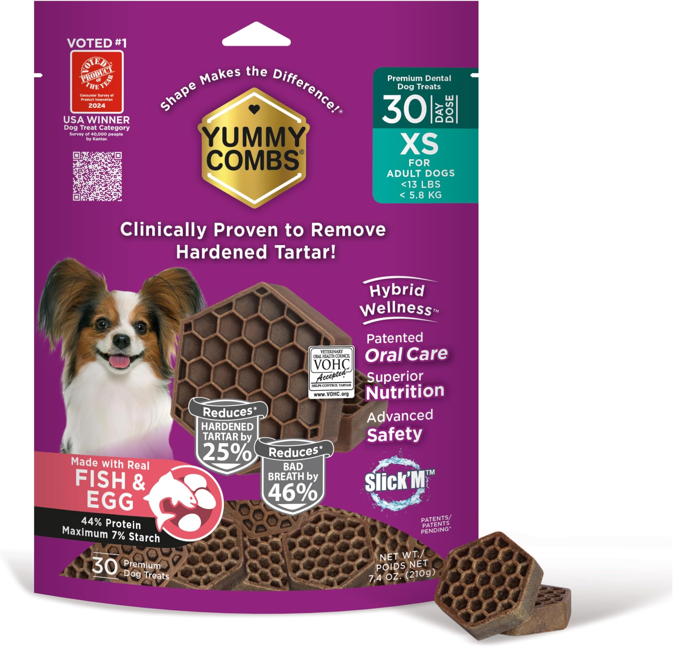 Amazon.com: Yummy Combs Dog Dental Treats – Fish & Egg Protein – Vet ...