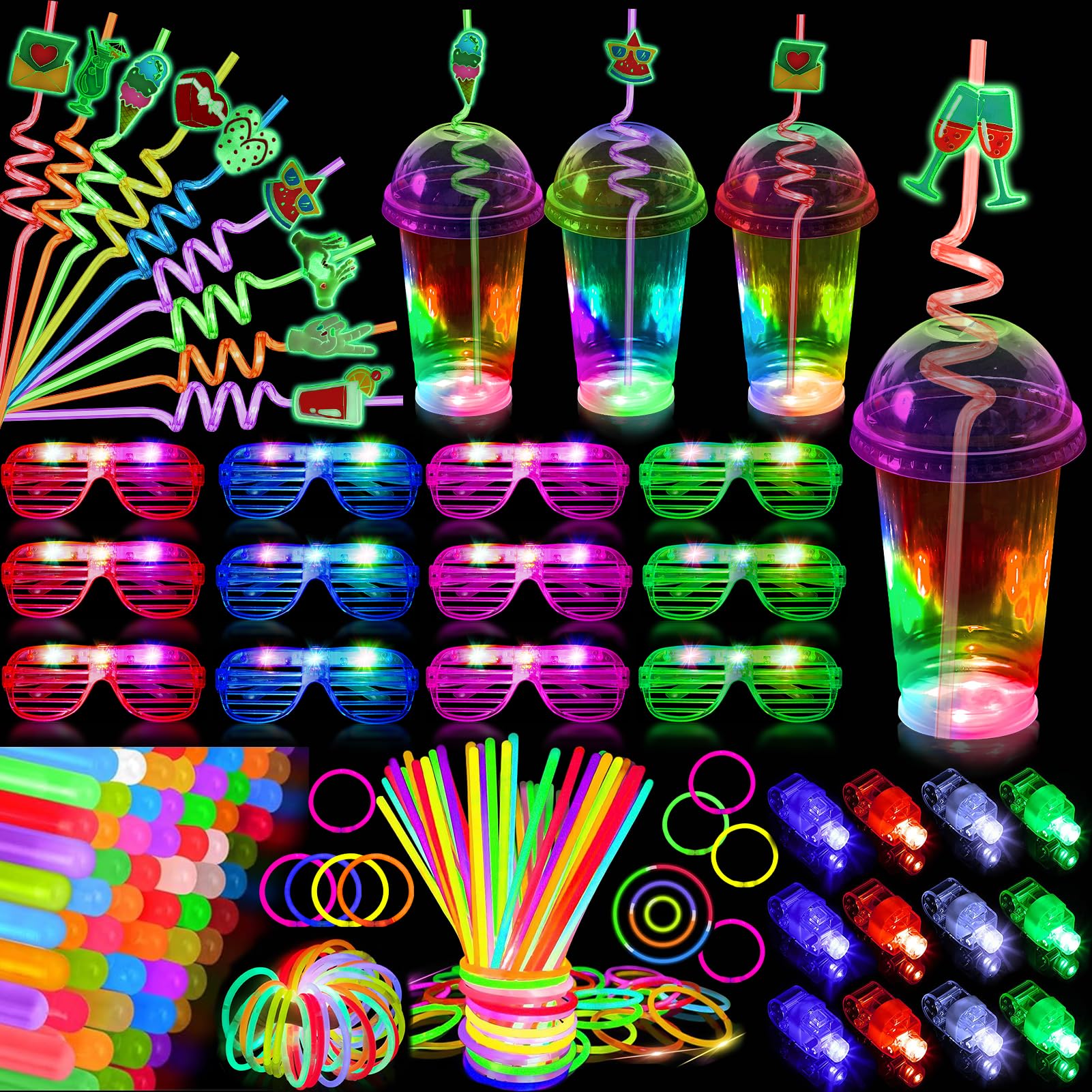 Amazon.com: 98 PCS Glow in the Dark Party Supplies Light Up Party ...