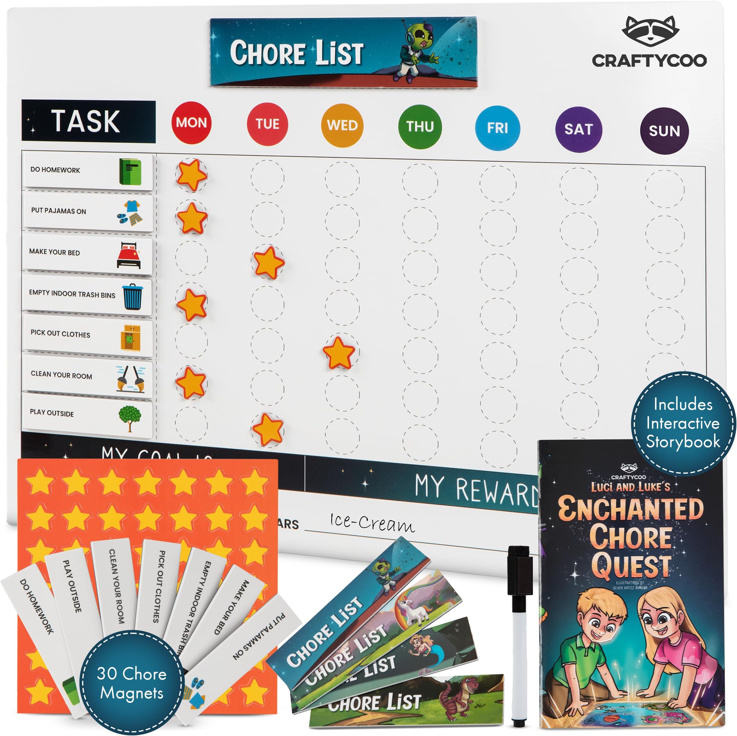 Amazon.com: CRAFTYCOO Magnetic Chore Chart for Kids - Engaging Behavior ...