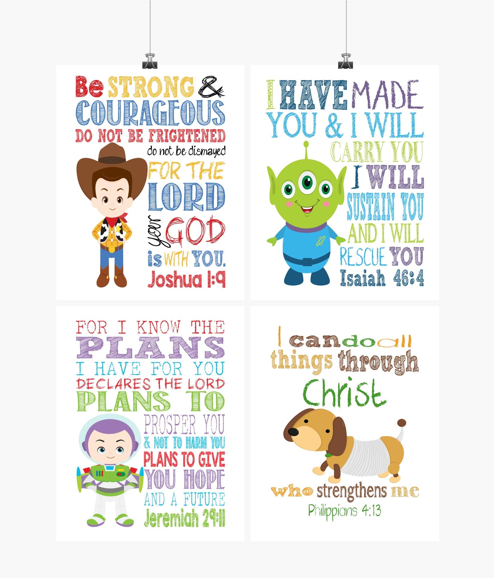 Buy Toy Story Christian Nursery Decor Set of 4 Unframed Prints - Woody ...