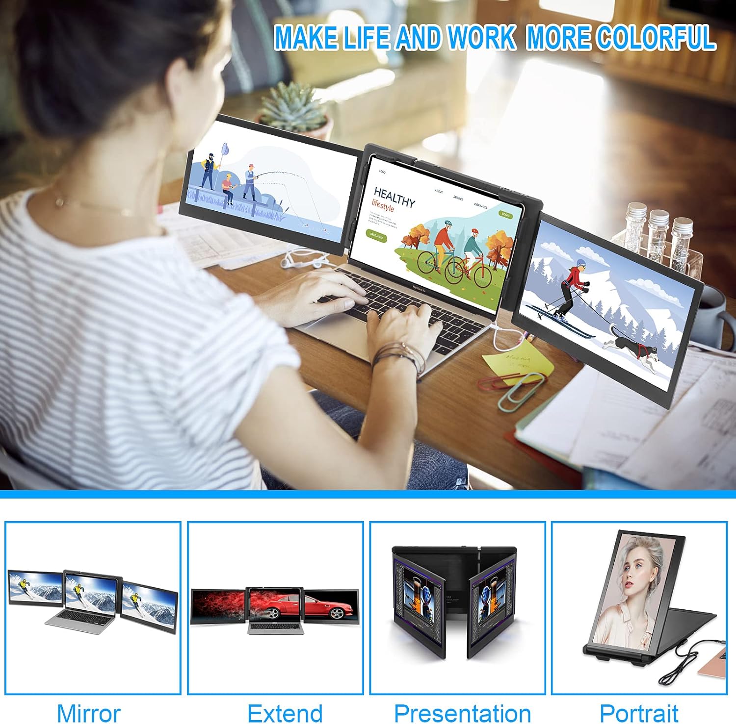OFIYAA P2 Pro Portable Triple Monitor for Laptop, Australia | Ubuy