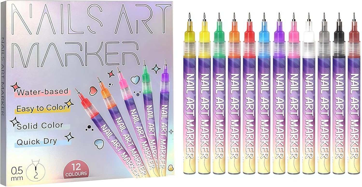 Amazon.com: Talzpro 12 Colors Nail Art Pens Set, New Nail Art Markers ...