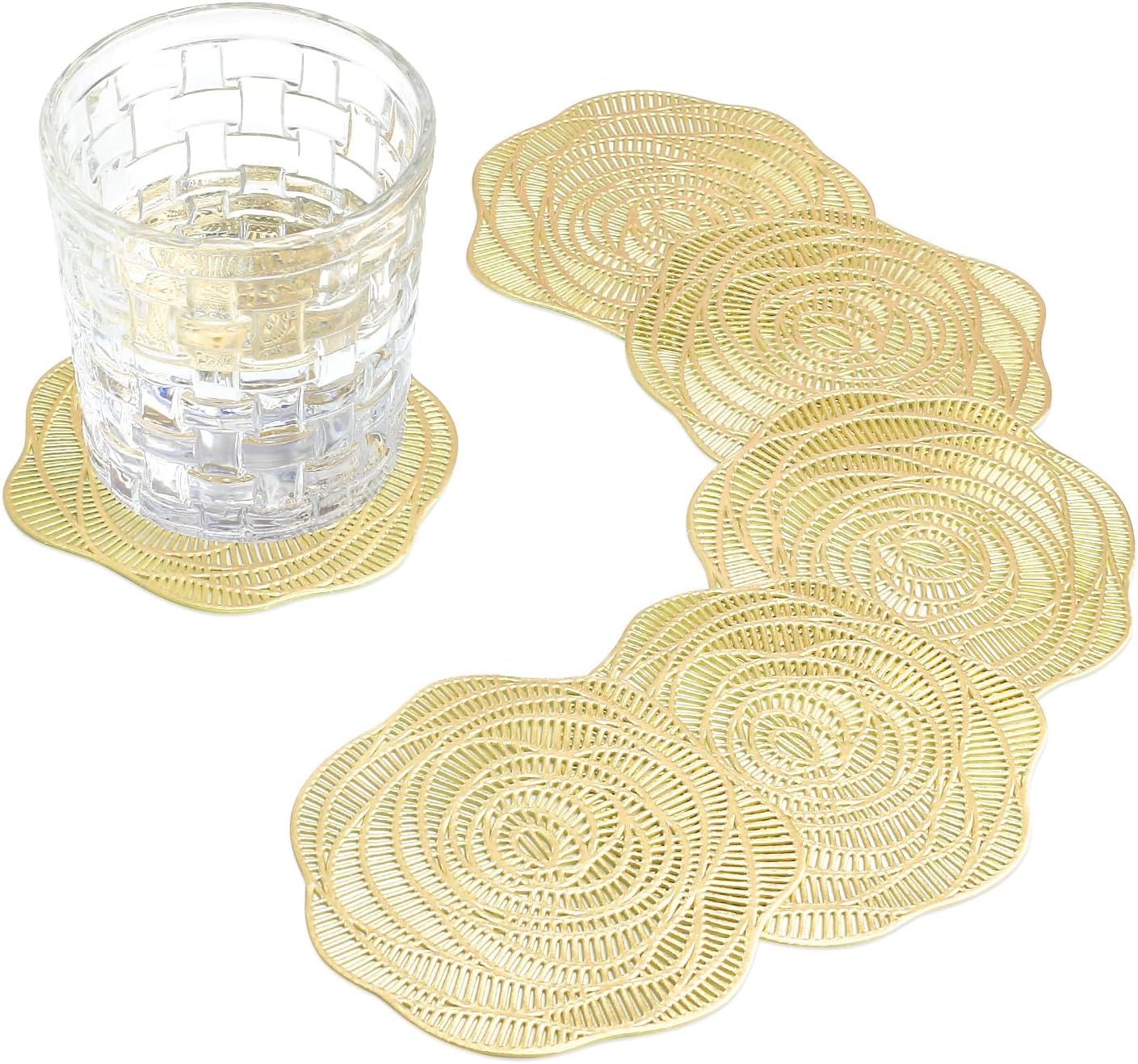 Amazon.com: Sweet Elegance® Coasters Rose Gold Coaster Set of 6 Hollow ...