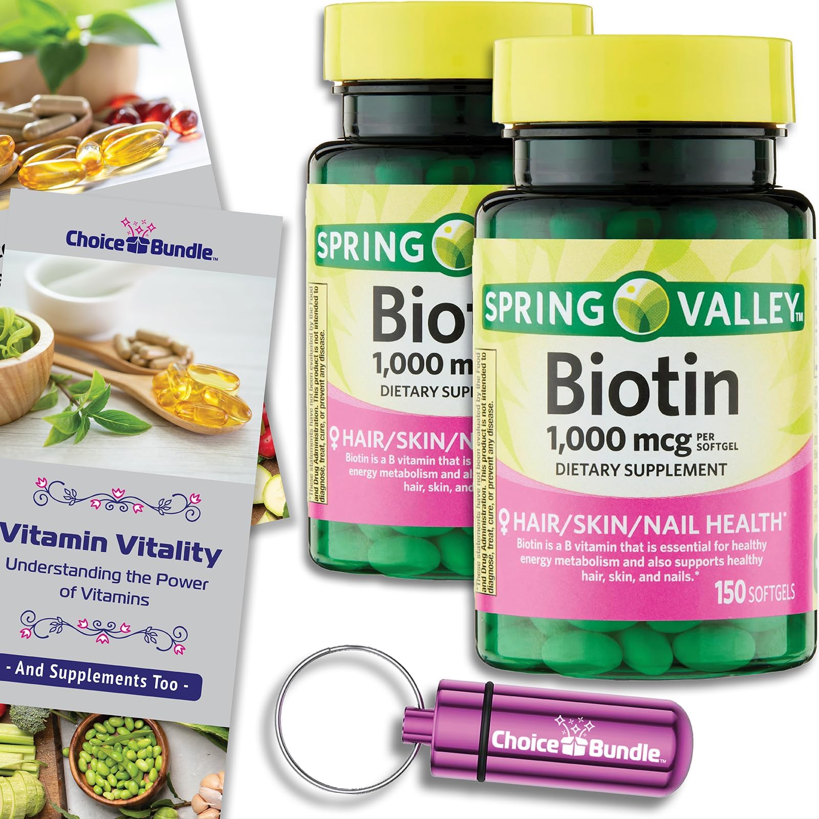 Amazon.com: Choice Bundle Spring Valley Biotin Softgels 1000mcg Dietary ...