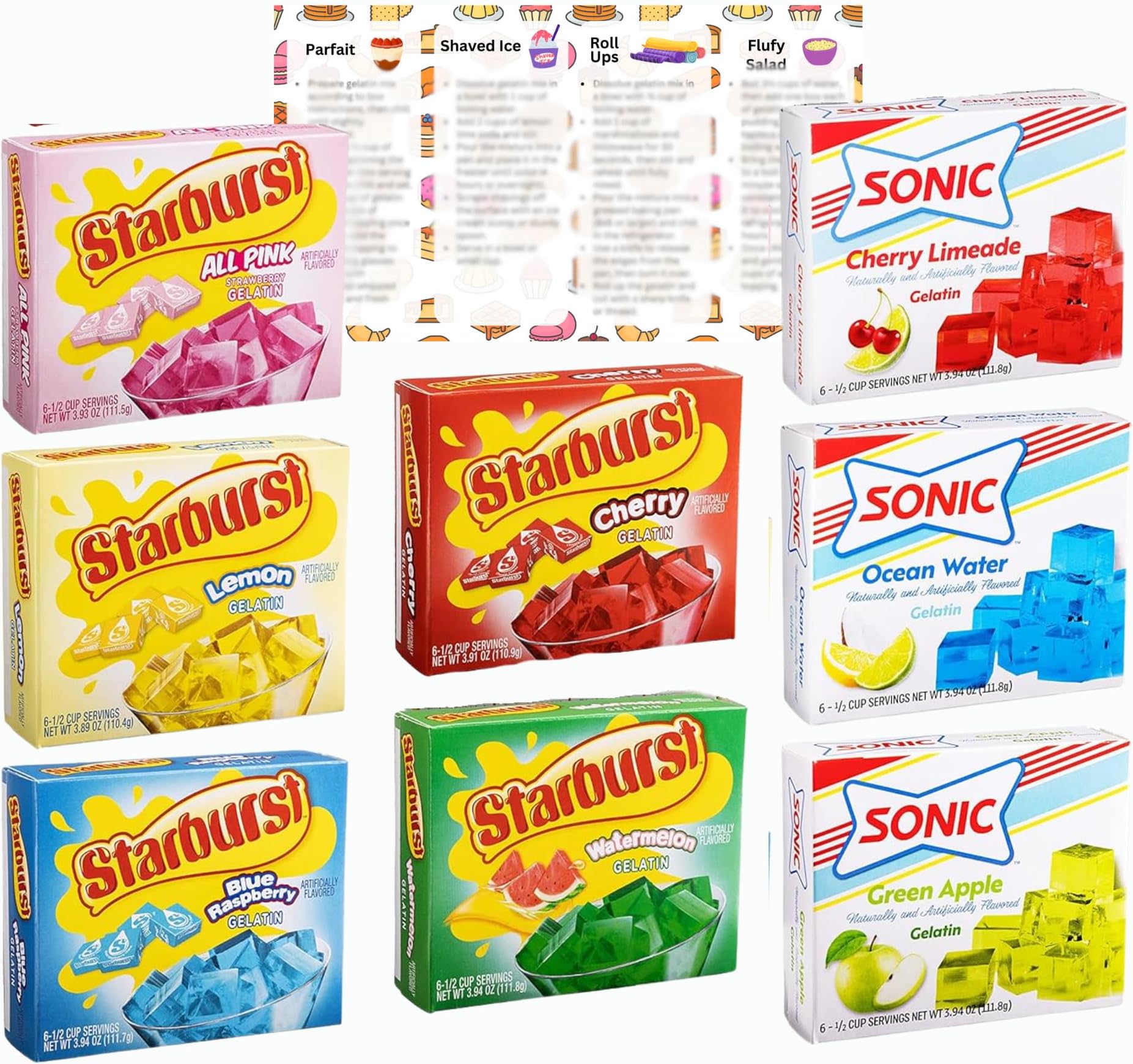 Amazon.com : Pack of 8 Assorted Flavors of Gelatin Mix - Sonic, and ...