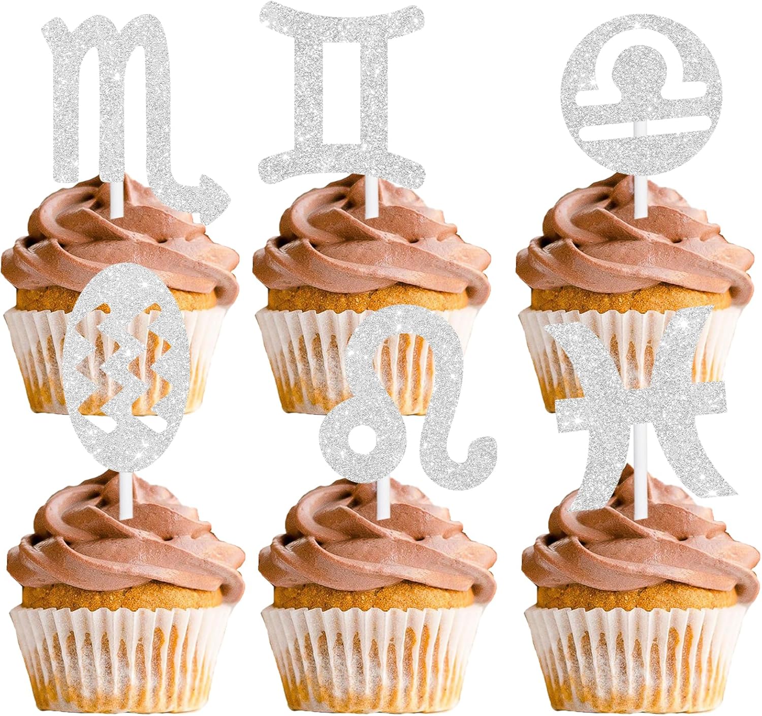 Amazon.com: 18pc White Glitter Silhouette Dessert Cupcake Topper ...