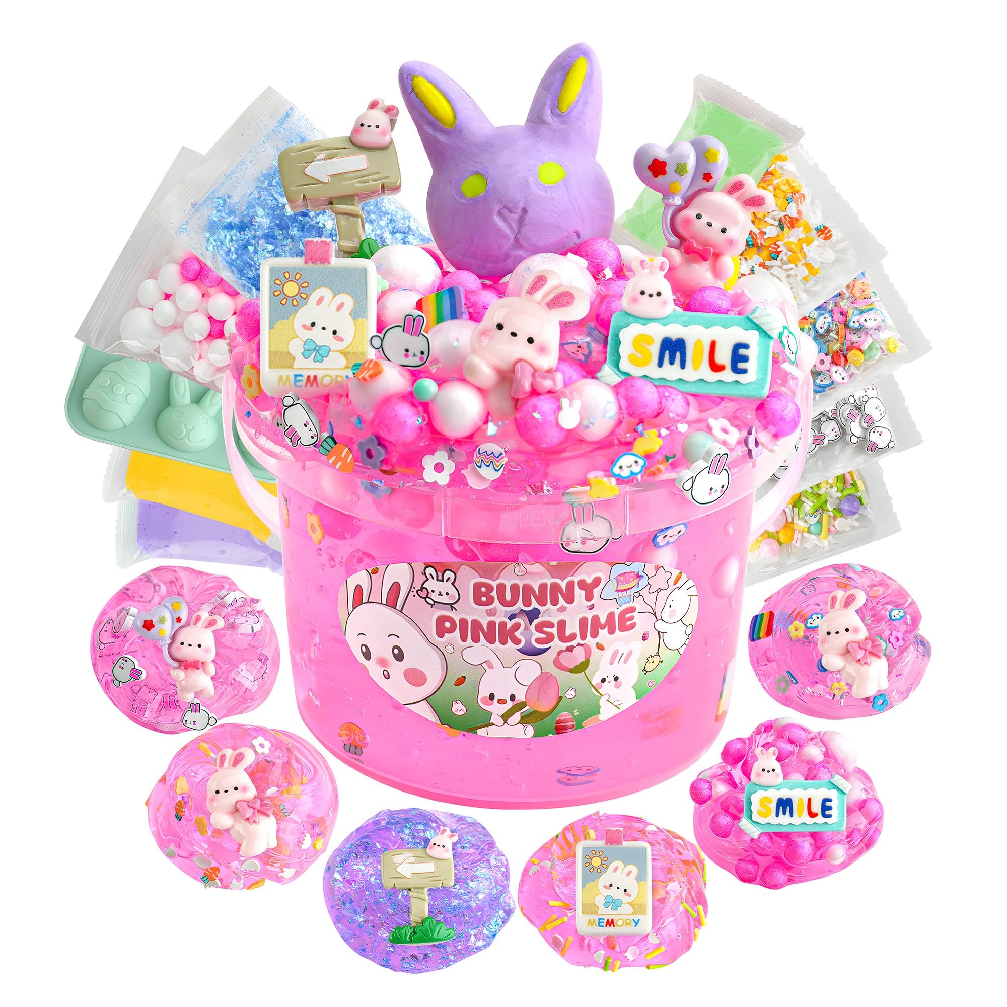 Amazon.com: LAWOHO Bunny Clear Slime 300ml, Pink Clear Slime Kit for ...