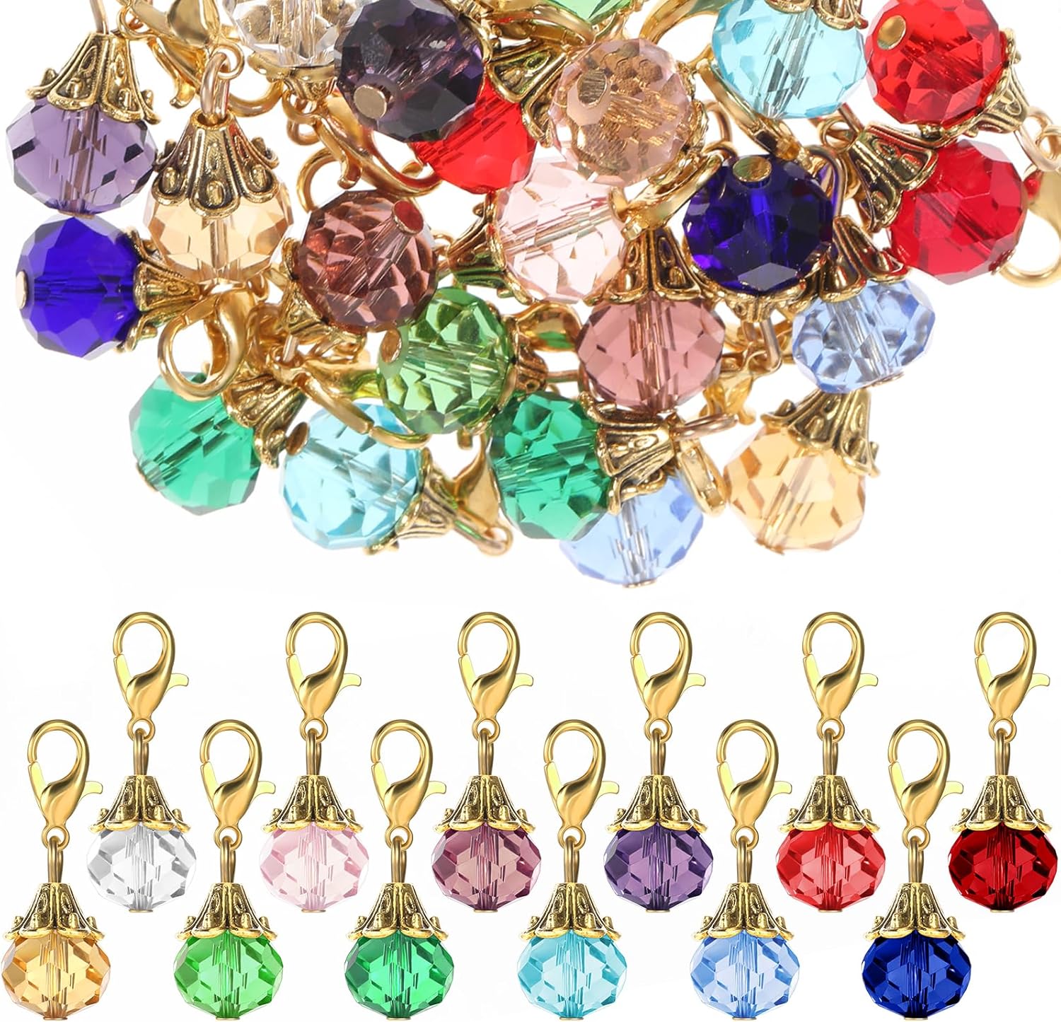 Amazon.com: 24 Pieces Crystal Dangle Charms, Multicolor Jewelry Charms ...