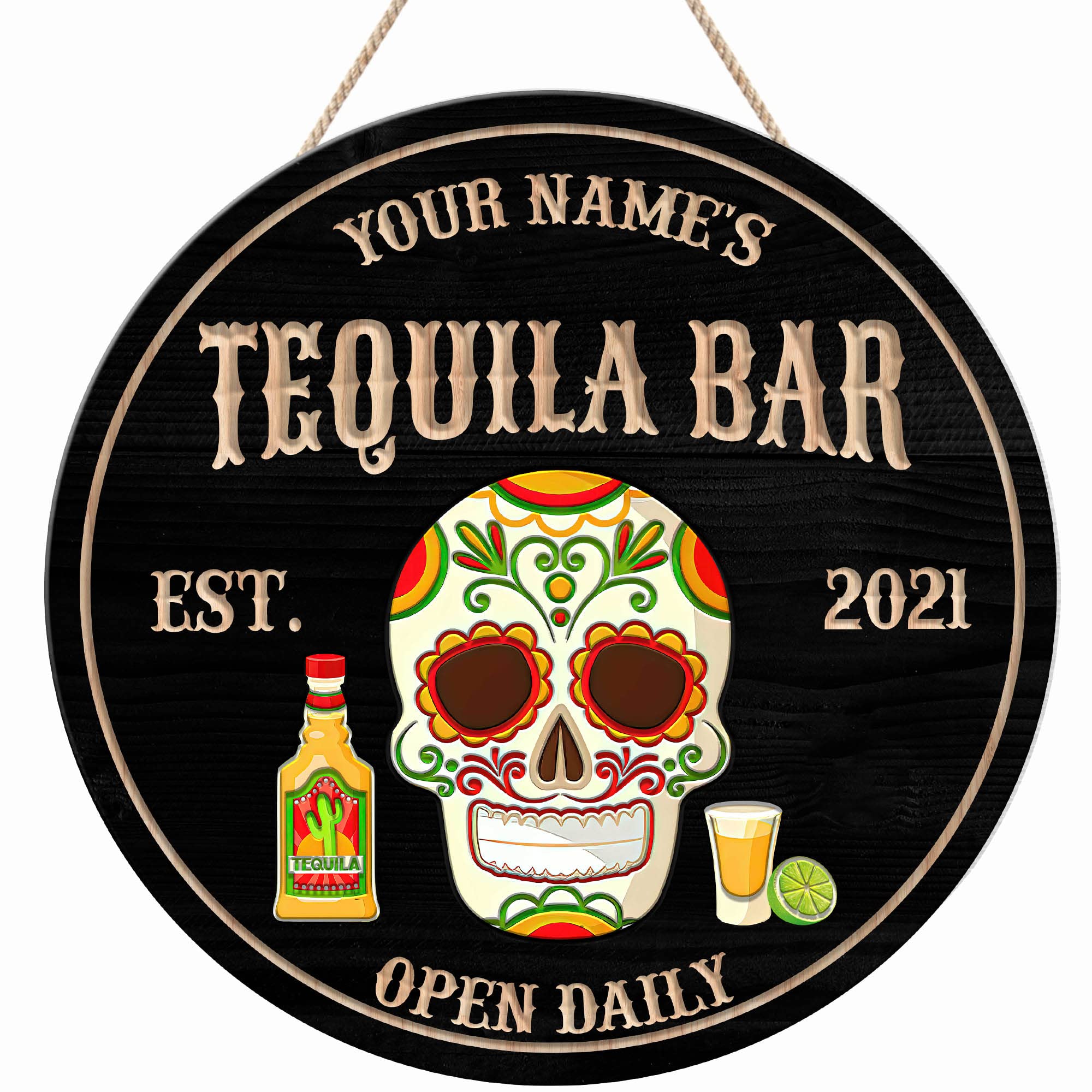 Amazon.com: WODORO Custom Mexican Tequila Bar Wood Sign Wall Plaque ...