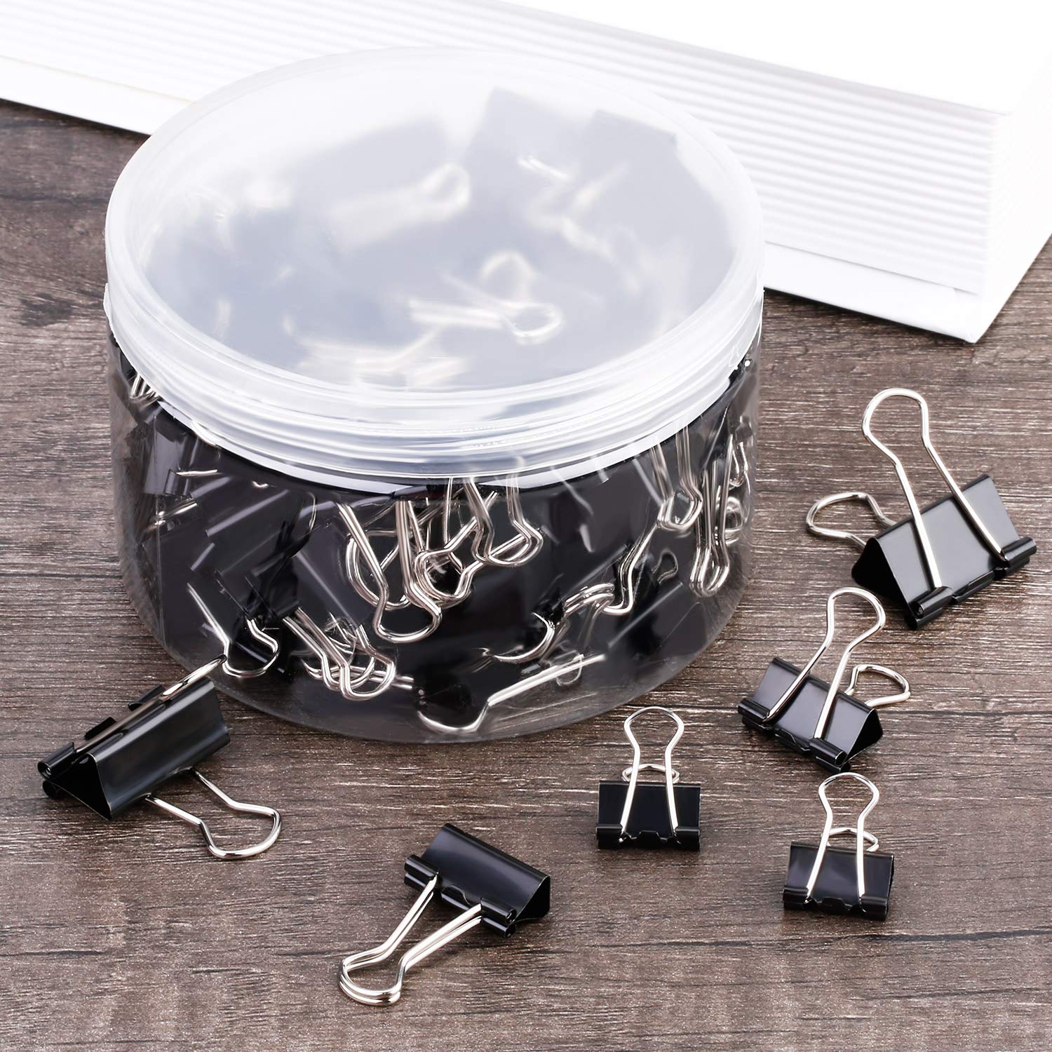 Snapklik.com : 150 Pcs Binder Clips Assorted Sizes Black Paper Clamps ...