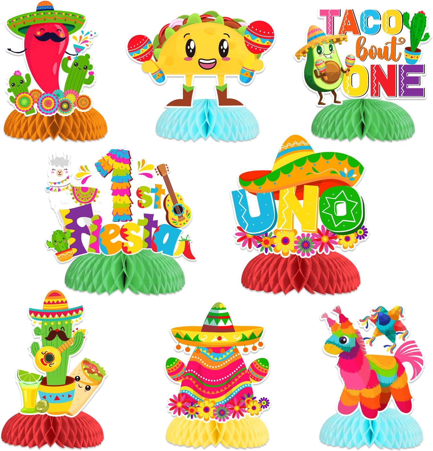 Amazon.com: Balterever 8pcs Mexican Fiesta Birthday Honeycomb ...