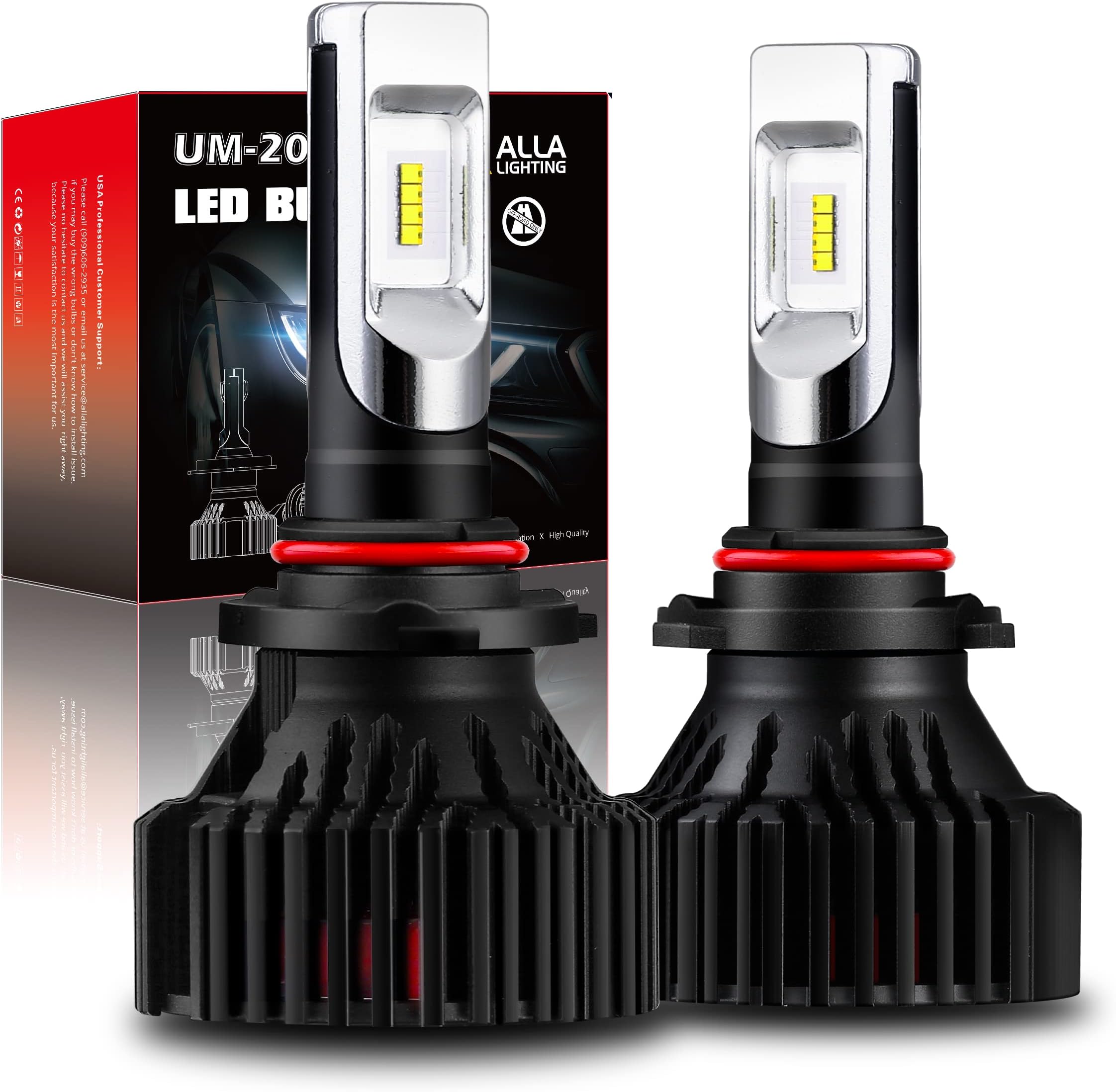 Alla Lighting UM-2018 9005 HB3 LED Headlights Bulbs 8000 Lumens ...