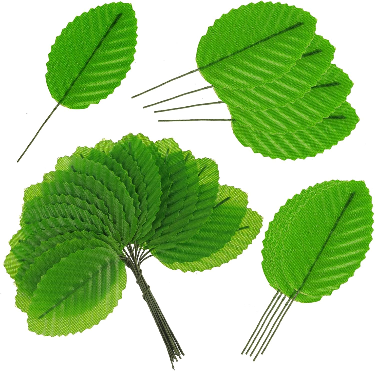 Amazon.com: 200 Pcs Green Silk Artificial Leaves - Fake, Faux Wired ...