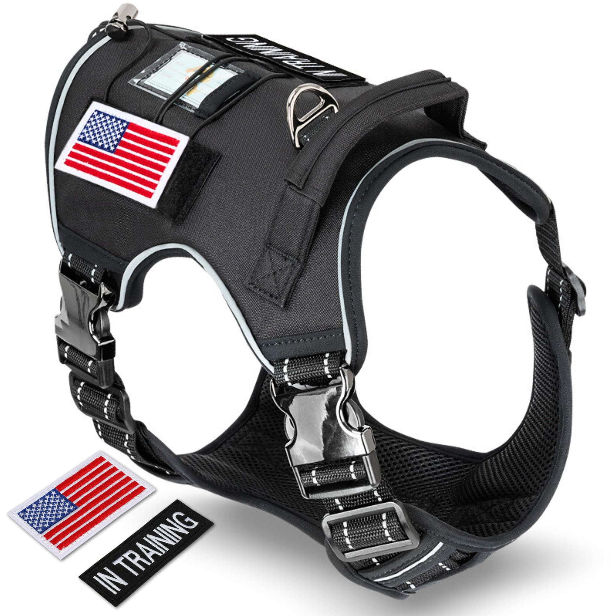 Locust Tree Black Tactical Dog Harness for Large Dogs - Heavy Duty Dog ...