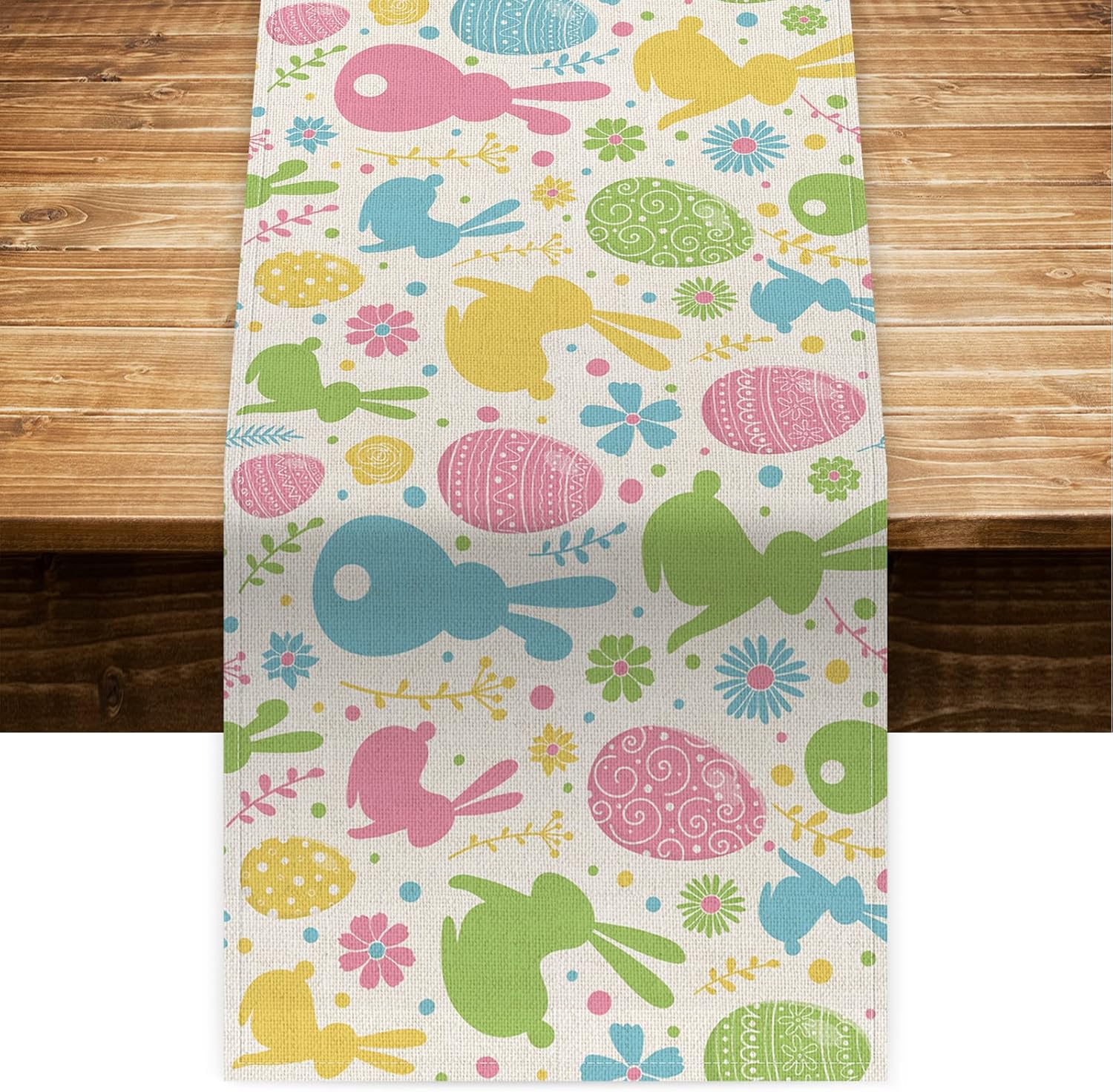 Amazon.com: Easter Egg Table Runner Linen Happy Easter Table Runner ...