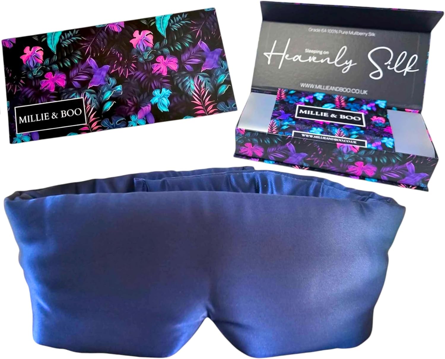 Millie & Boo Silk Sleep Mask - 100% Pure Organic Mulberry, 22 Momme ...