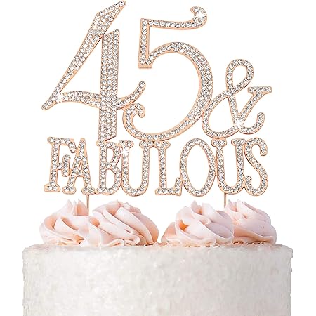 Amazon.com: 45 & Fabulous Cake Topper, Happy 45th Birthday Party ...