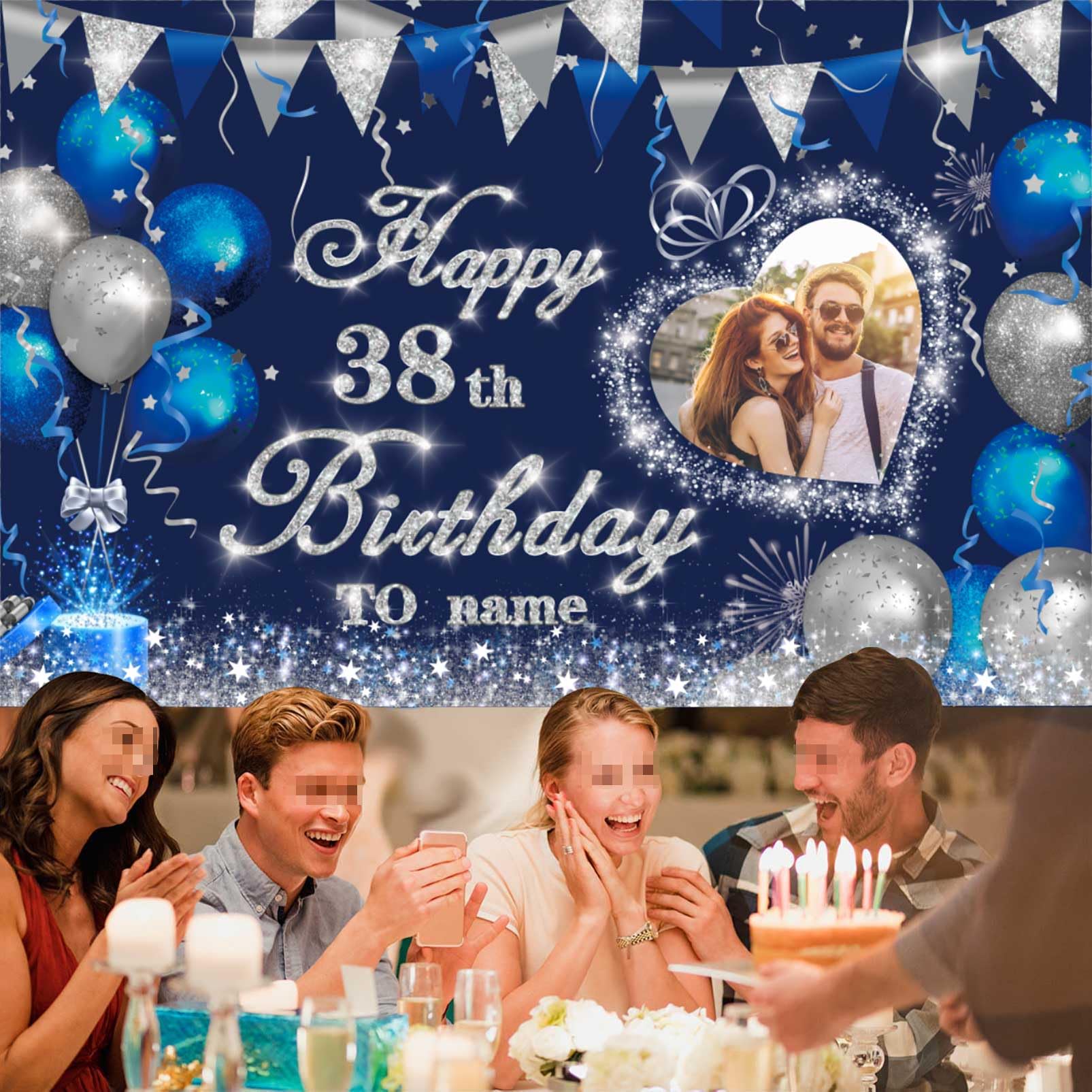 Snapklik.com : Dicodes Custom Navy Blue And Silver Theme 38th Birthday ...