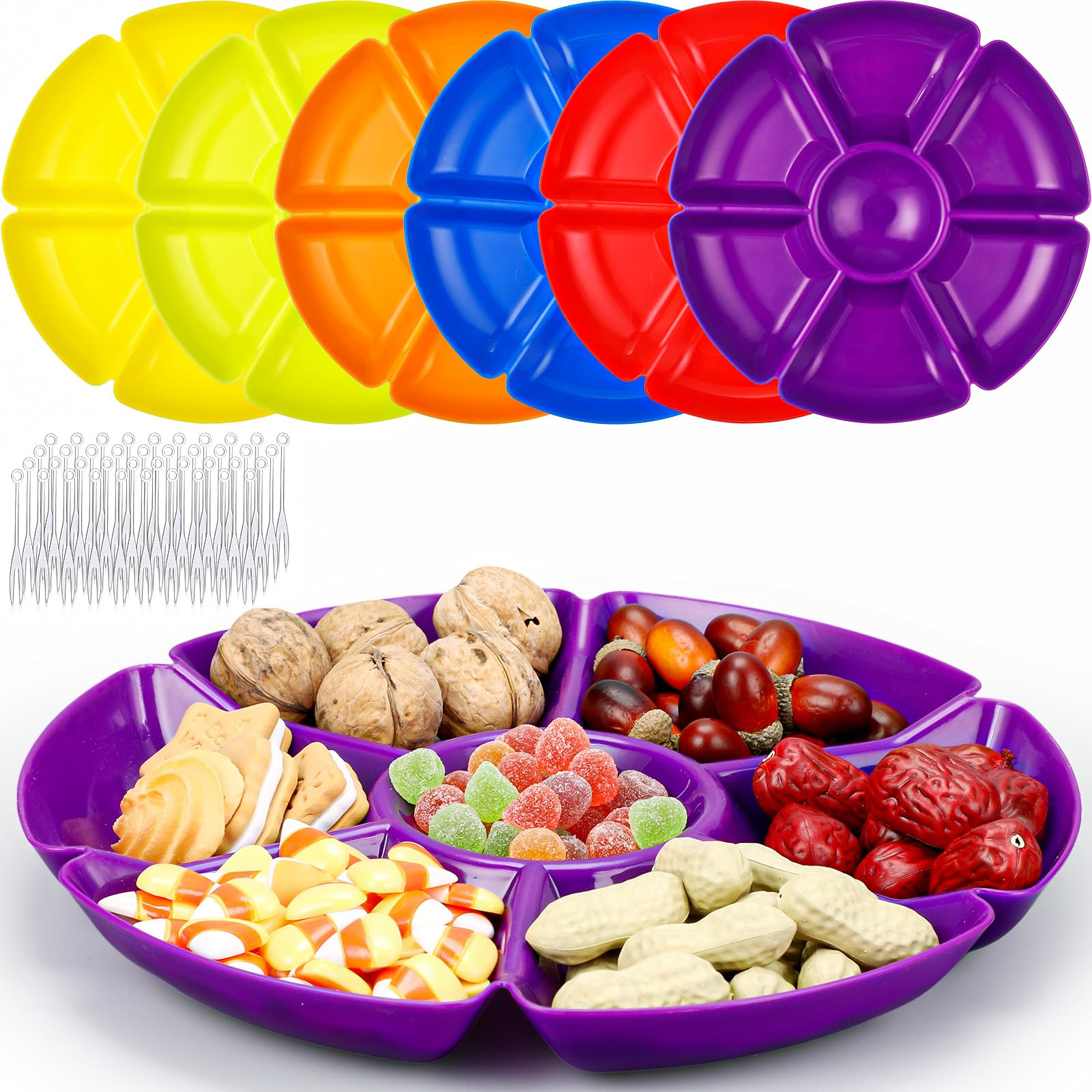Amazon.com | Zhehao 6 Pcs Plastic Divided Serving Trays with 60 Pcs ...
