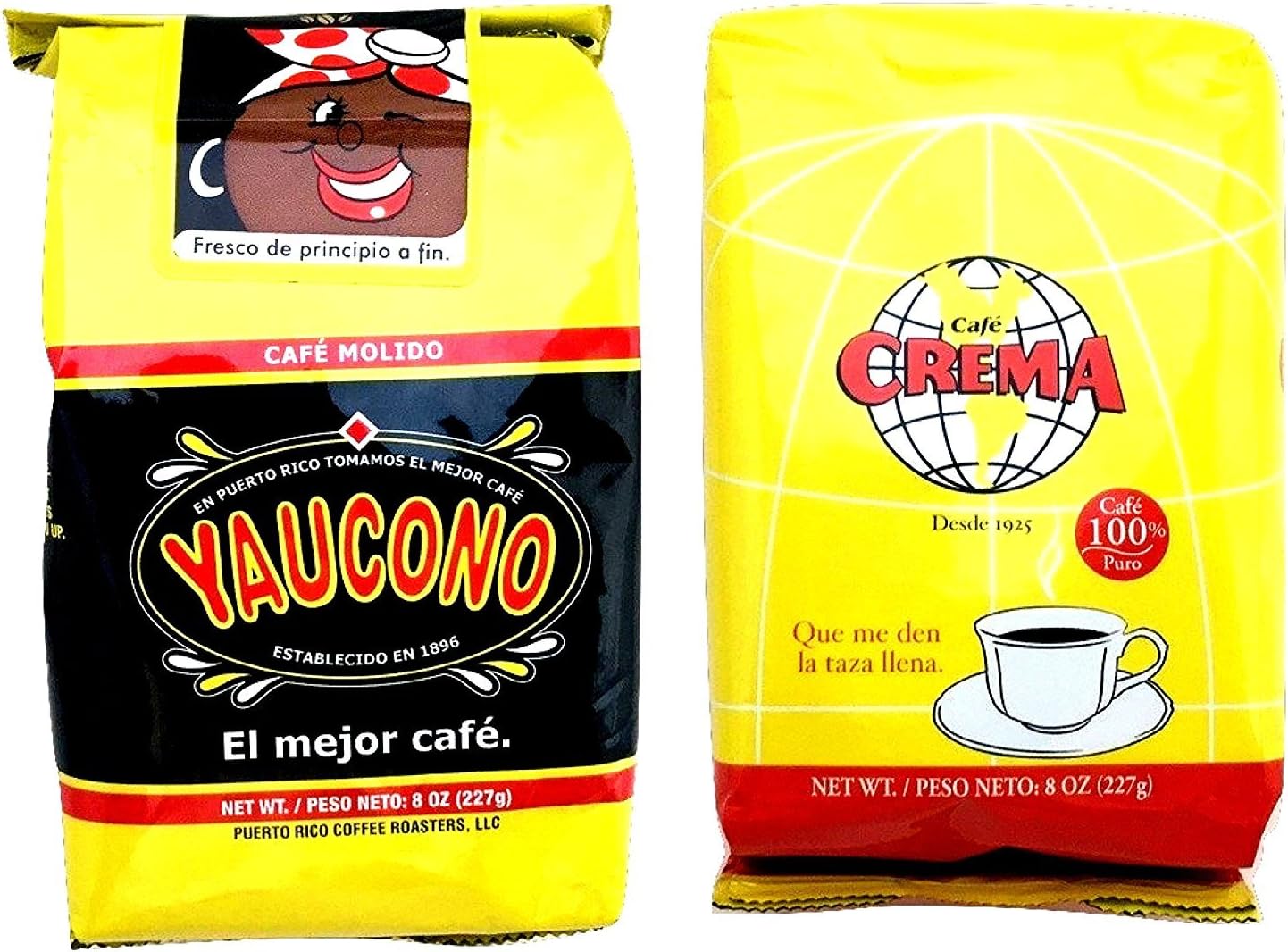 Amazon.com : Yaucono Coffee and Cafe Crema Puerto Rican Ground Coffee ...